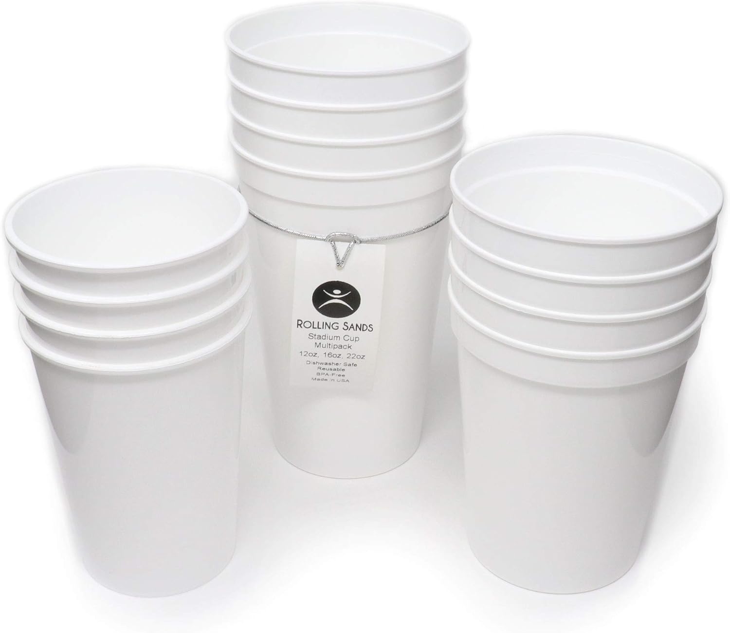 Amazon.com: Rolling Sands 12 Pack Reusable Plastic Stadium Cups ...