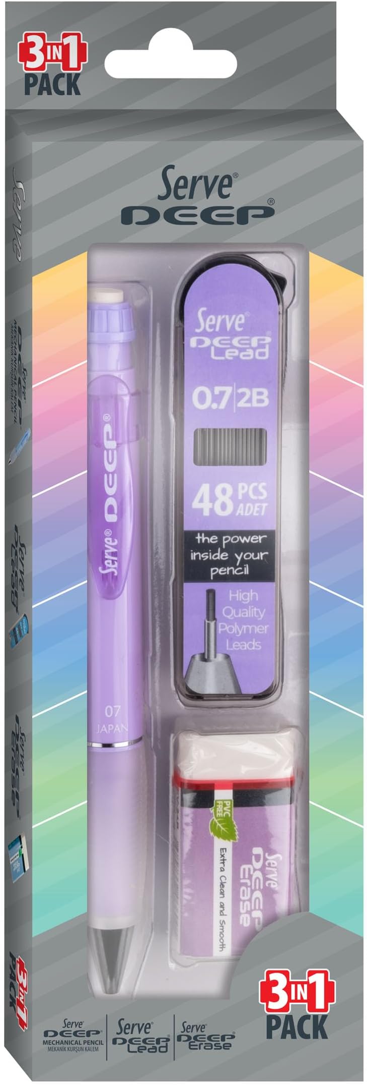 SERVE DEEP VERSATİL KALEM & DEEP SILGI & DEEP KALEM UCU MIN 0,7MM 3 LU ...