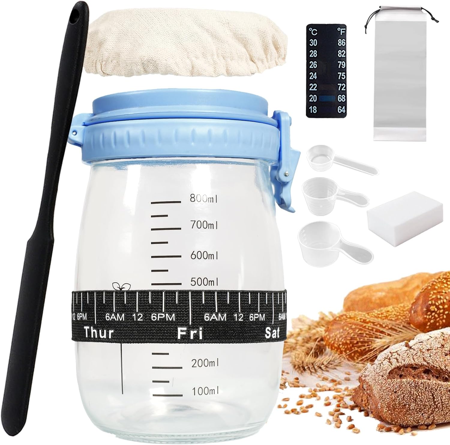 aisacsop Sourdough Starter Kit, 1000ML 32OZ Sourdough Starter Jar Wide ...