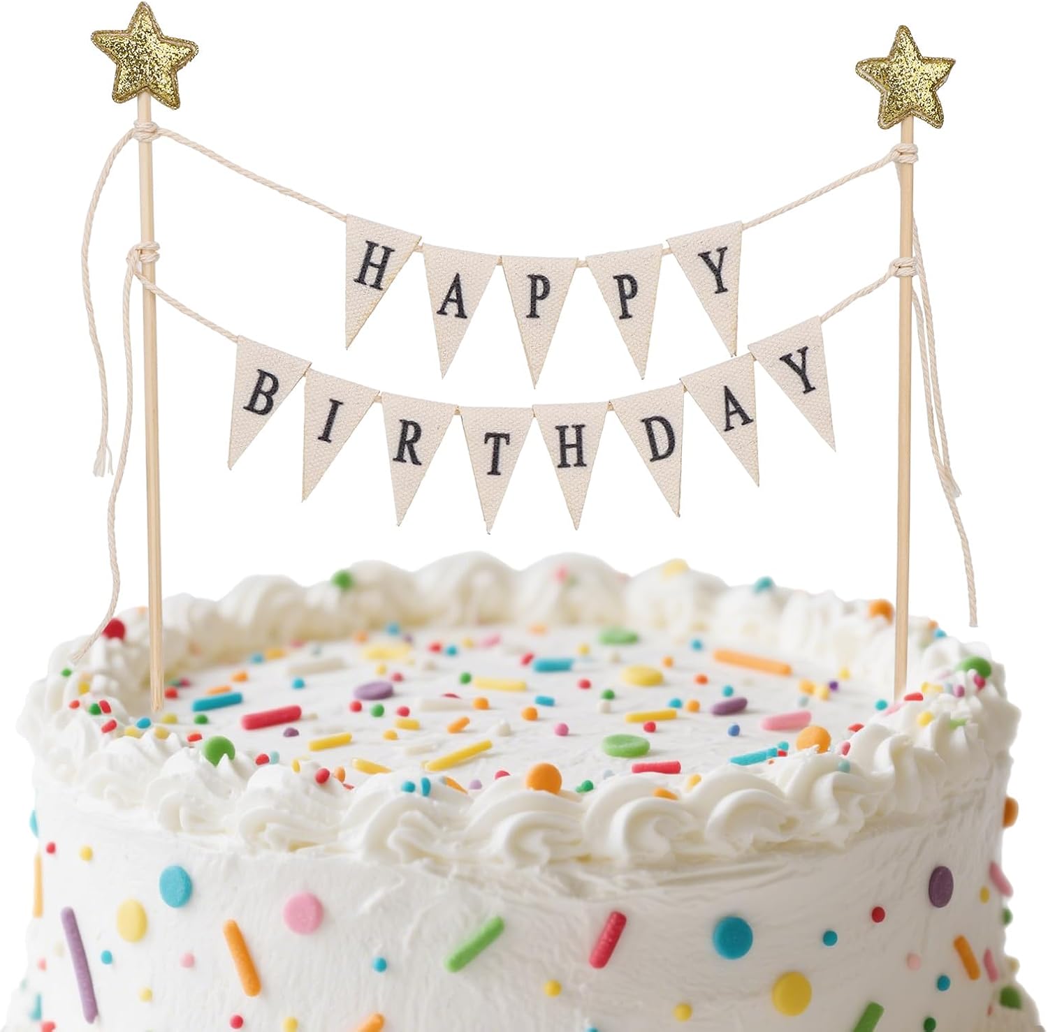 Amazon.com: Happy Birthday Flag Banner Cake Topper, Handmade Pennant ...