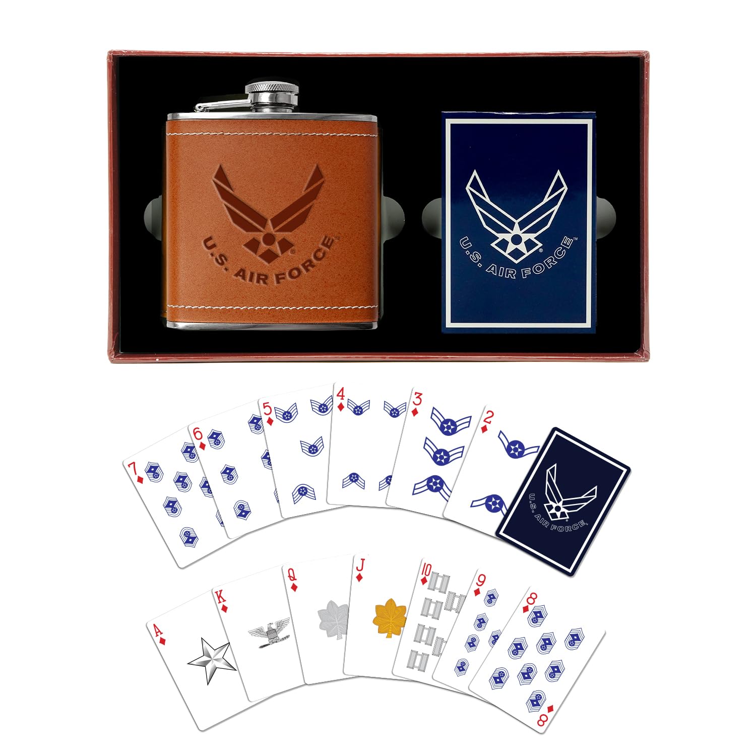 Amazon.com: Air Force Flask & Card Gift Set Leather-Wrapped USAF Flask ...