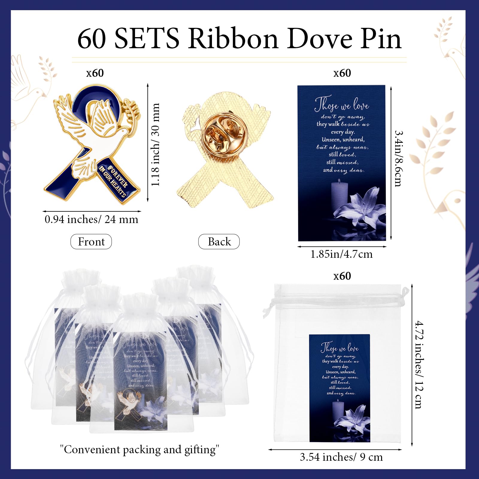 Snapklik.com : Loetere 60 Set Funeral Ribbon Pins Funeral Favors For ...
