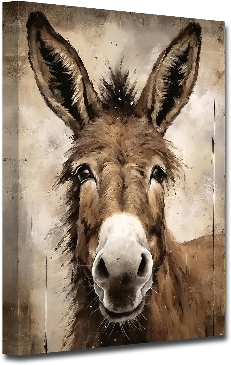 LZIMU Donkey Canvas Wall Art Funny Rustic Donkey Portraits Poster ...