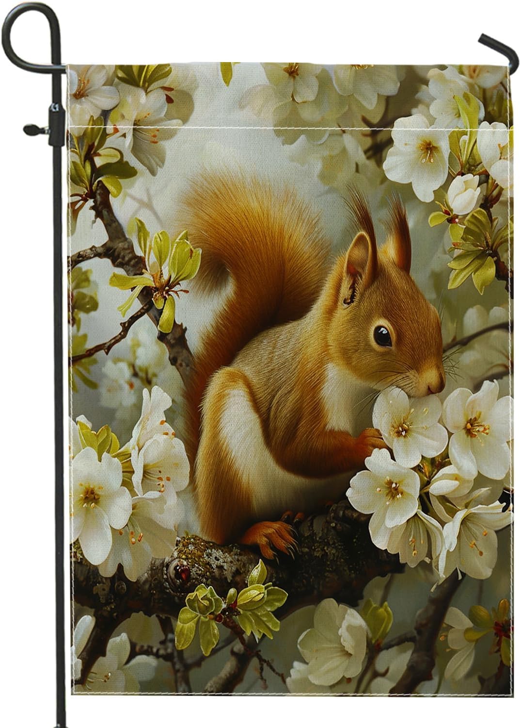 Amazon.com : Spring Garden Flag Squirrel Peach Leaves Tree Animal ...