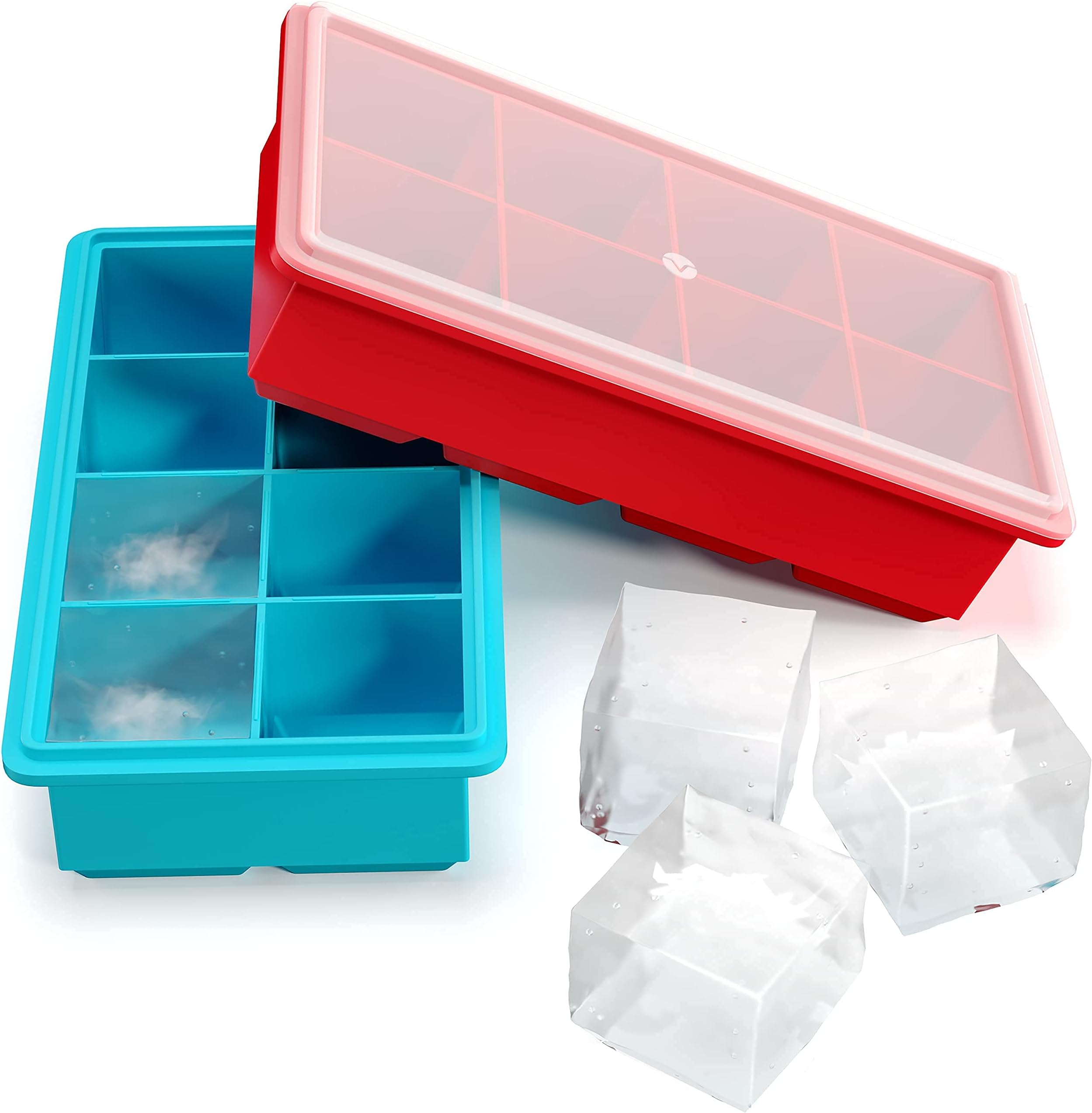 Amazon.com: Ice Cube Tray, 2 Pack Silicone Ice Cube Molds 6+20 Large ...