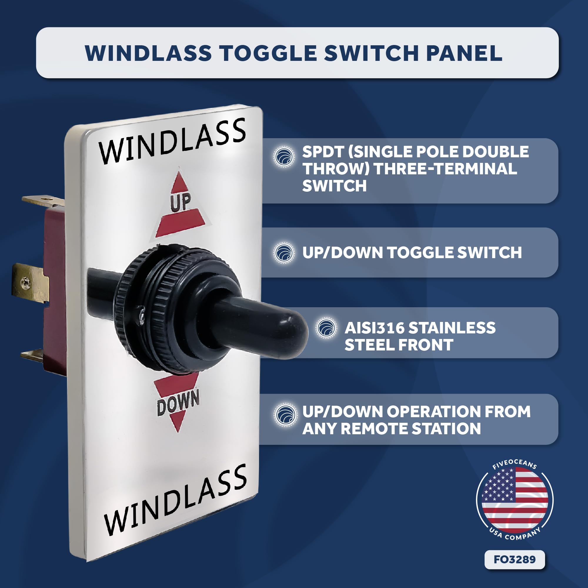 Snapklik.com : Five Oceans Boat Anchor Windlass Up/Down Switch Panel ...
