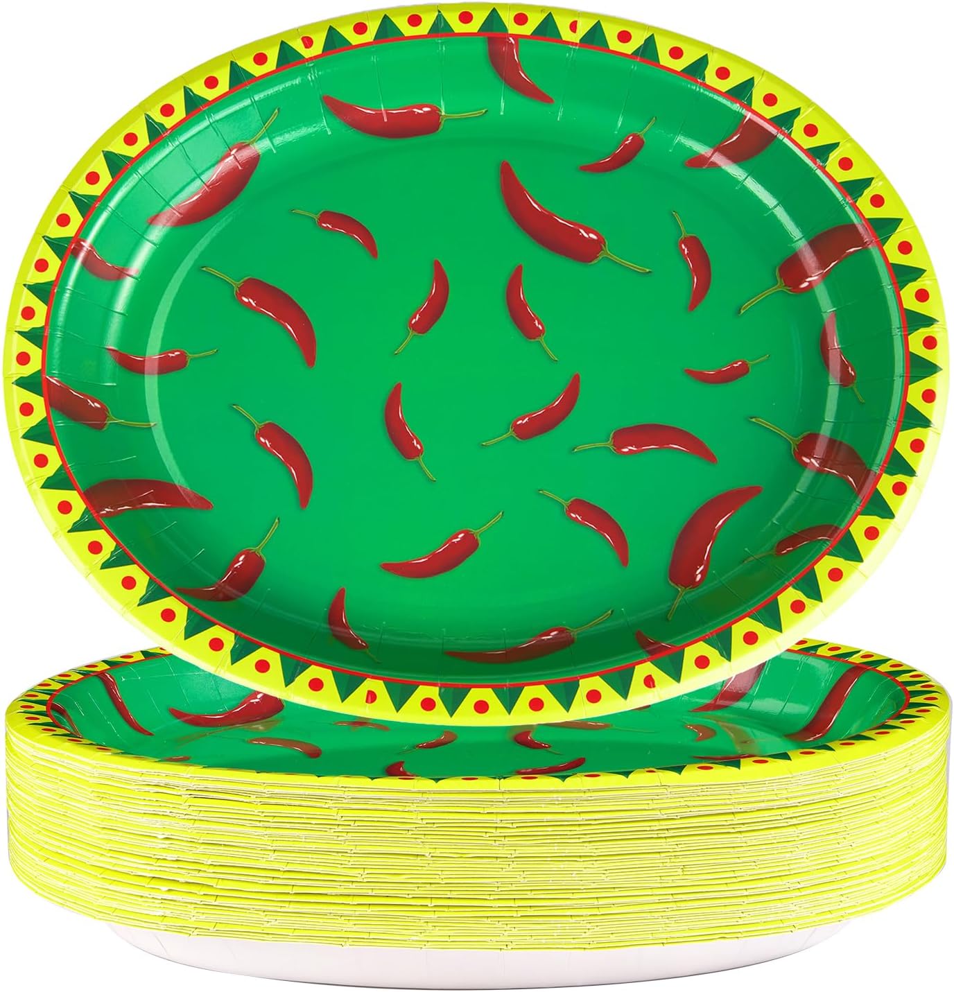 Amazon.com: 50 Pcs Chili Cook Off Oval Paper Plates 10"x12" Large Red ...