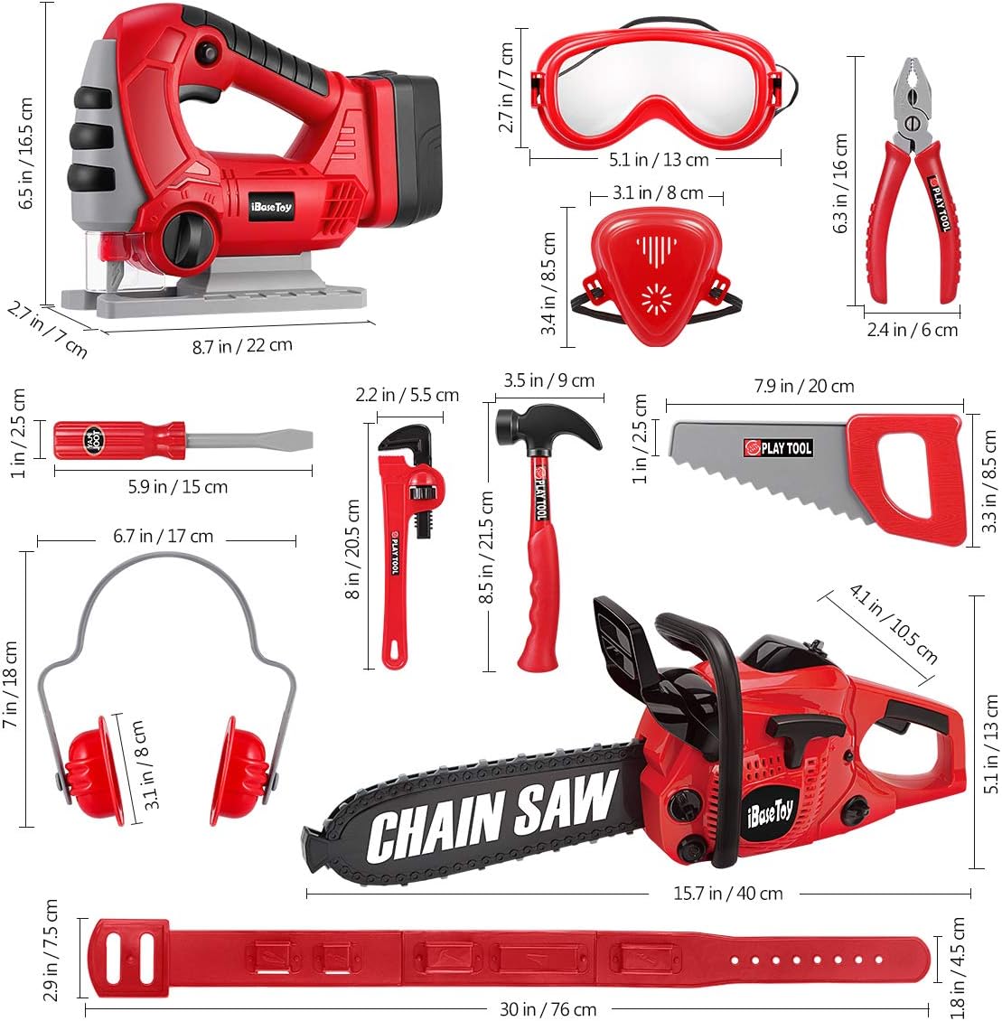 Amazon.com: iBaseToy Toy Chainsaw, Kids Chainsaw Toys Tools with Jigsaw ...