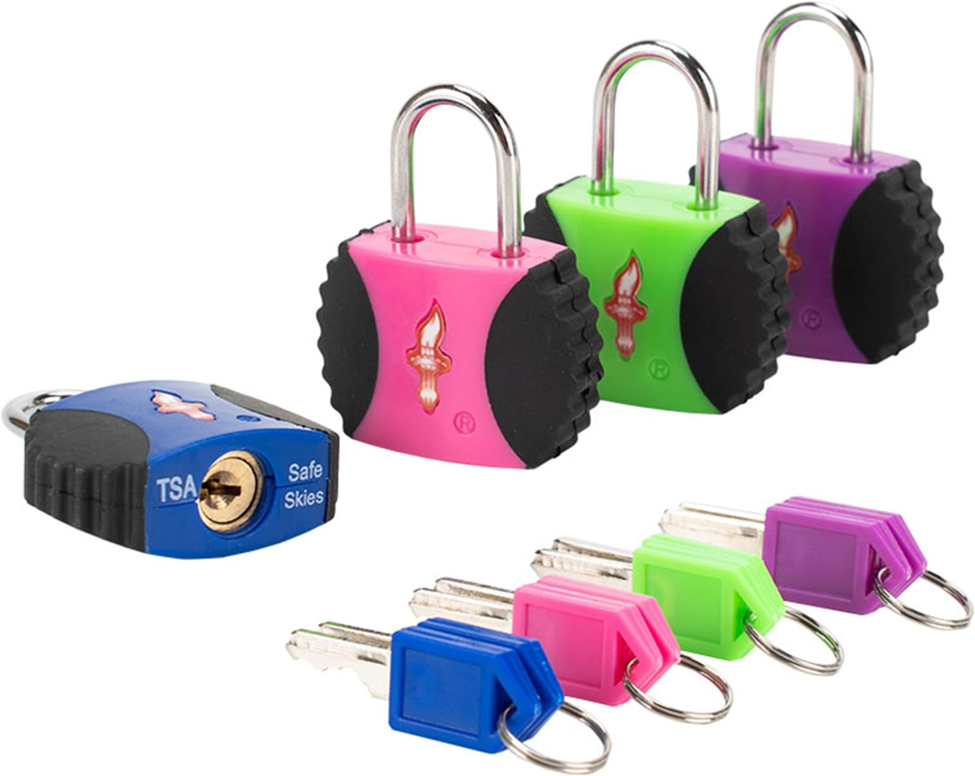 Amazon.com: DUALCROWN 4 Pack Neon Square Suitcase Lock TSA Approved ...