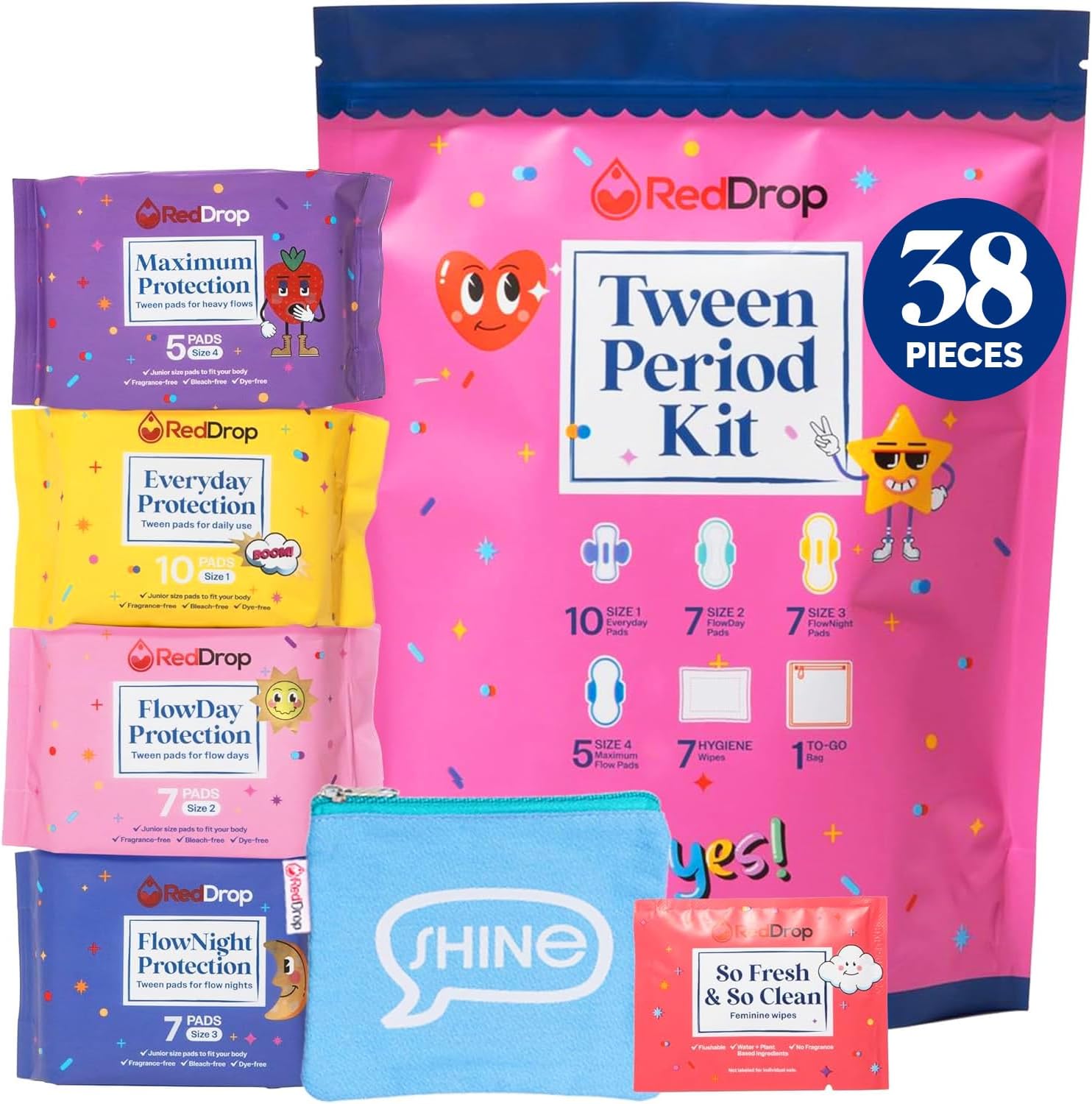 Amazon.com: RedDrop Tween & Teen Period Kit - 38 PC First Period Kit ...