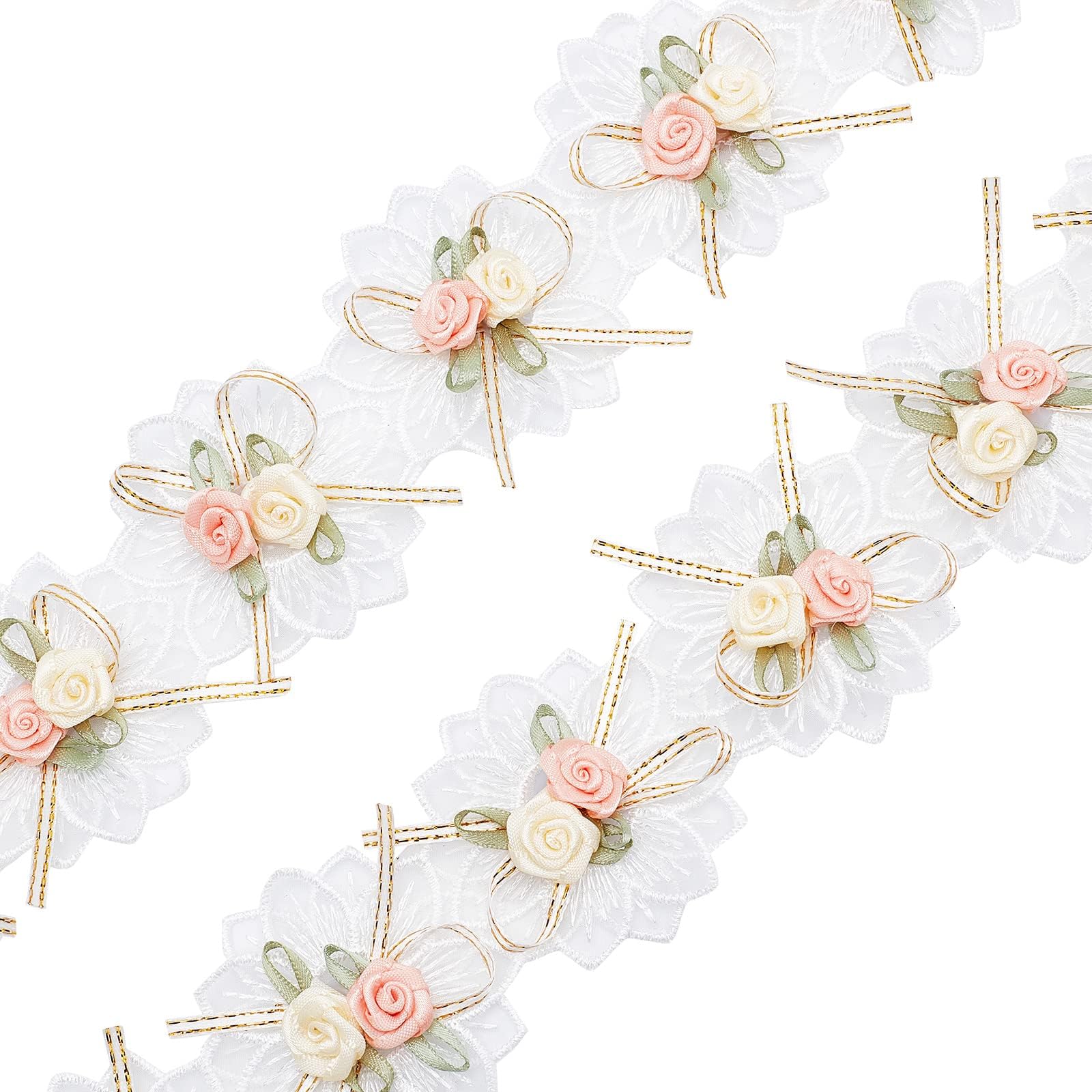 Amazon.com: GORGECRAFT 2 Yards 3D Flower Lace Edge Trim Ribbon ...