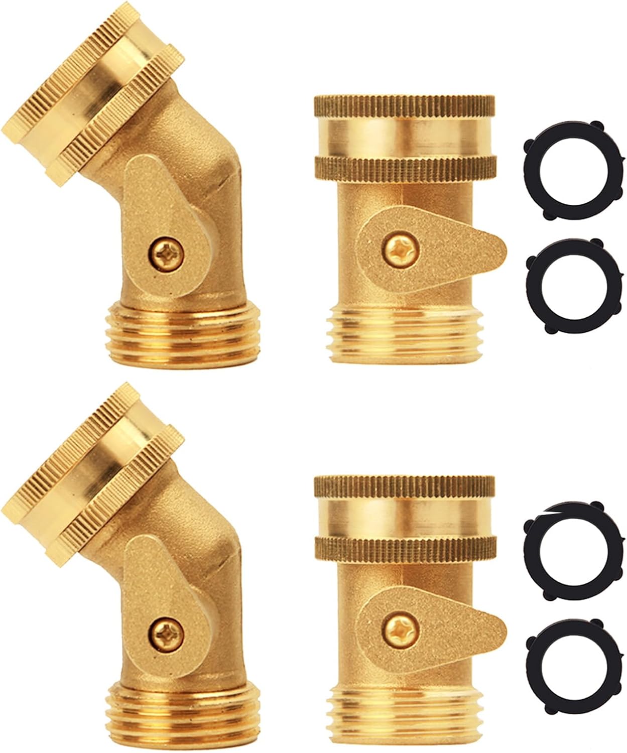 Amazon.com : 45 Degree Garden Hose Elbow Brass Connector With Shut Off ...