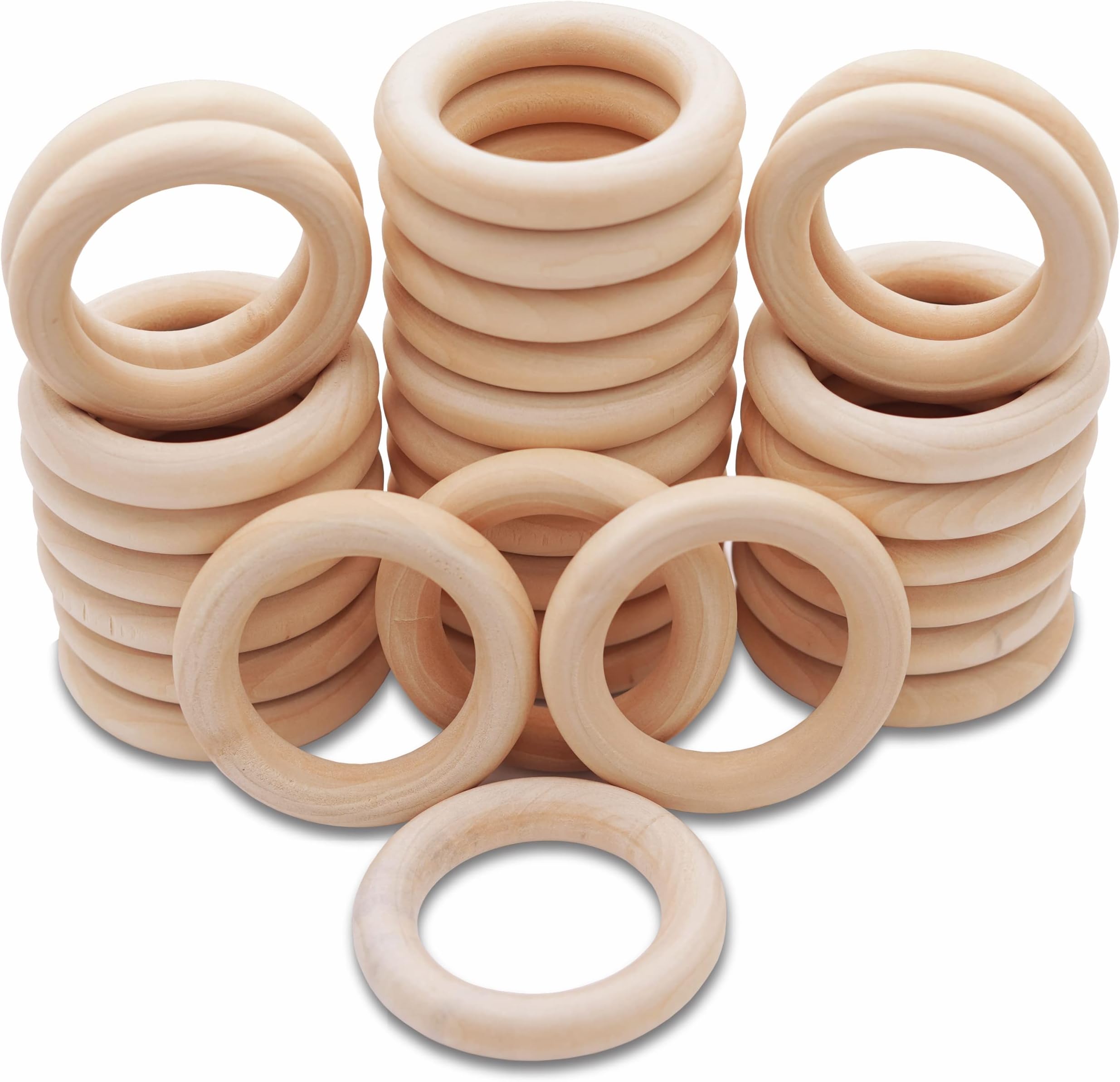 Amazon.com: 10 PCS 80mm Unfinished Wooden Rings for Craft, Nature Solid ...