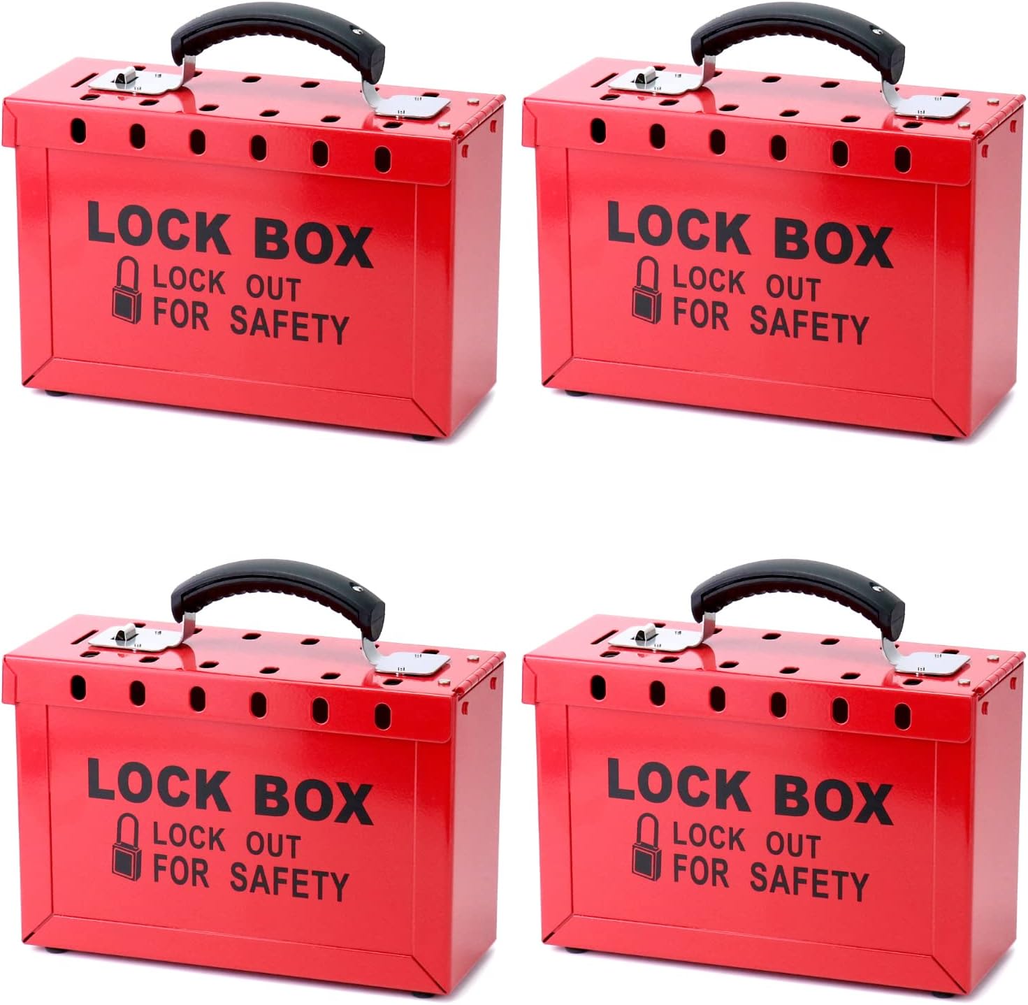 QWORK Lockout Tagout Lock Box, 4 Pack Portable Safety Group Lock Box ...