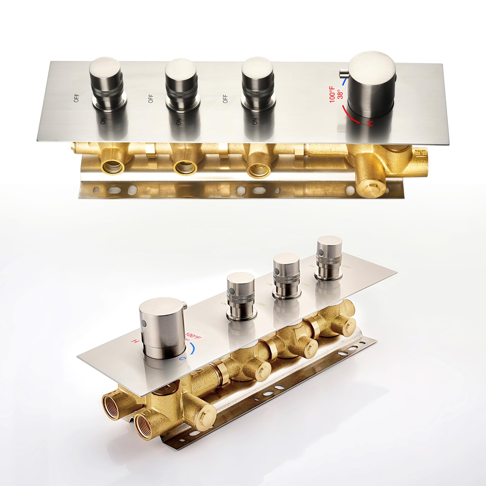 Qisheng 3 Way Thermostatic Shower Diverter Valve Brushed Nickel Thermostatic | Desertcart Sri Lanka