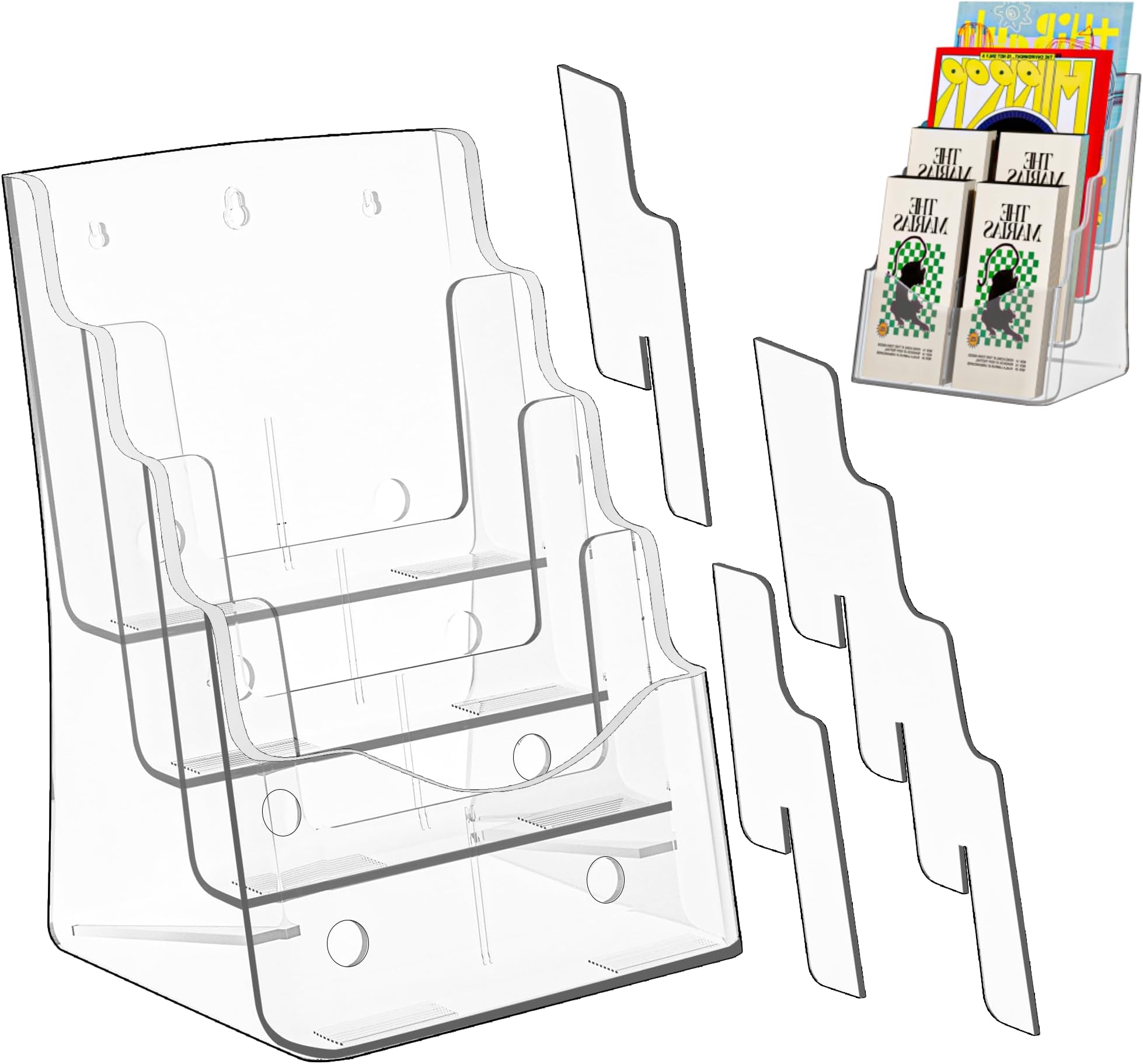 Amazon.com: zavekia 4 Tier Acrylic Brochure Holder 8.5 x 11 inch, Clear ...