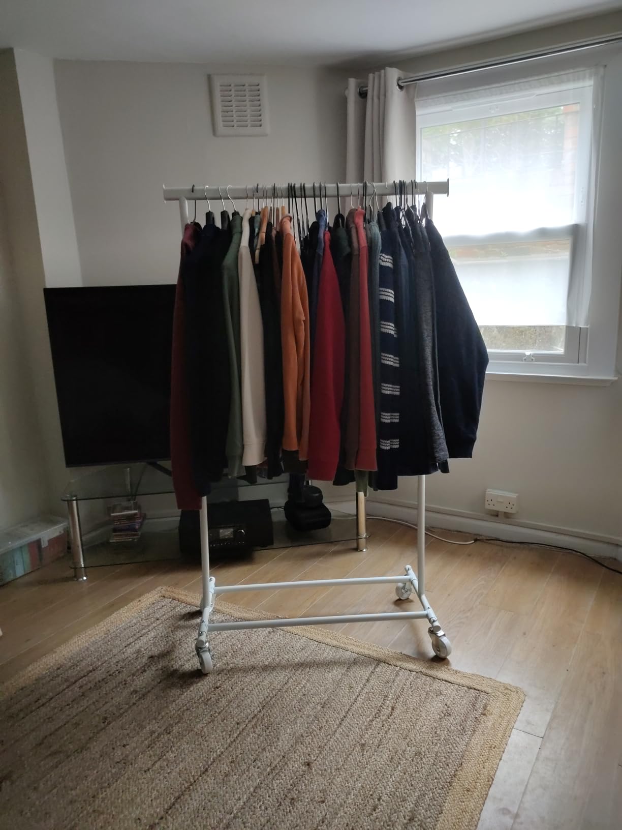 SONGMICS Clothes Rack on Wheels, Heavy Duty Clothes Rail, with ...