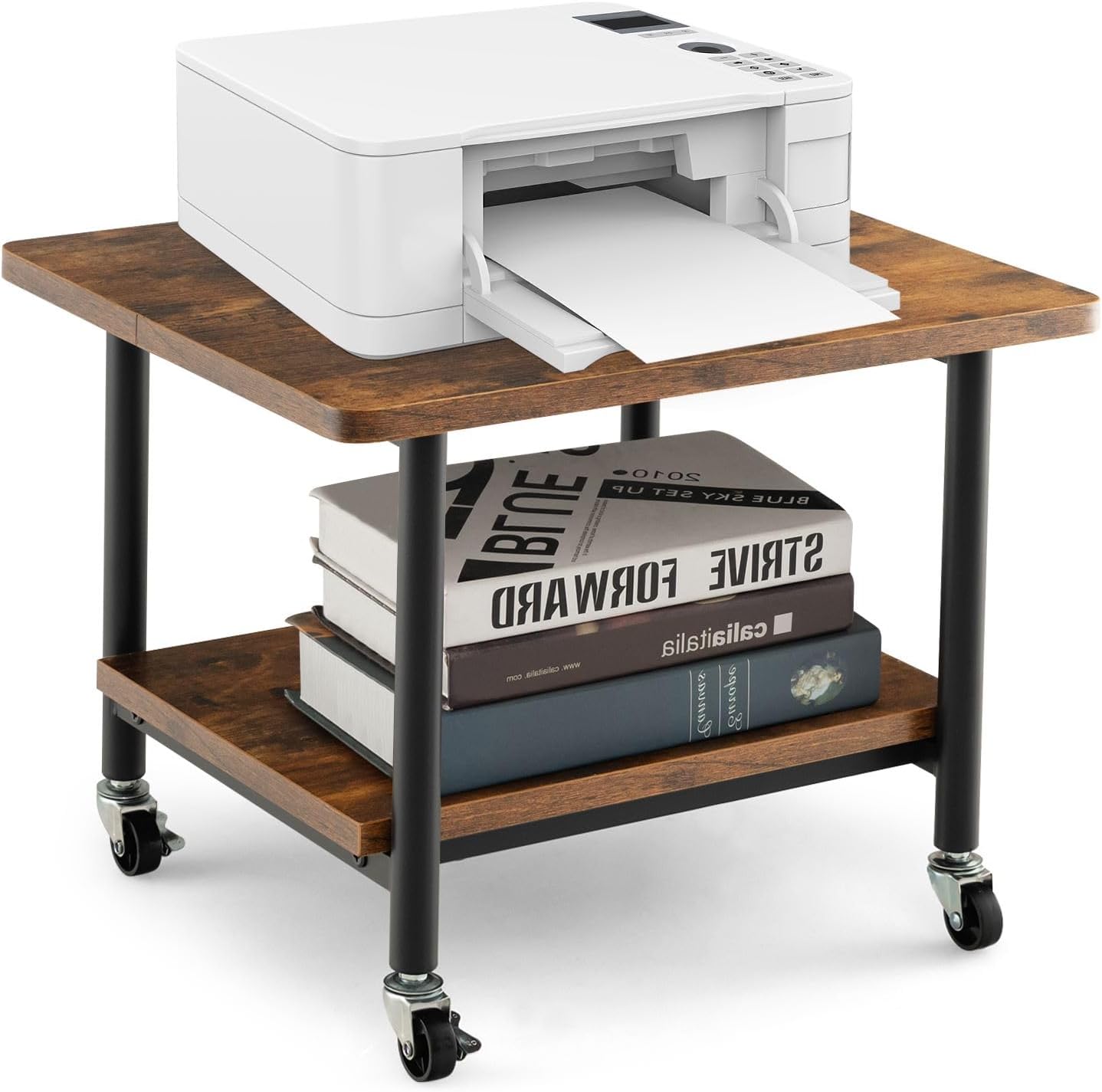 CASART 2 Tier Printer Stand, Rolling Printer Table with Lockable Wheels ...