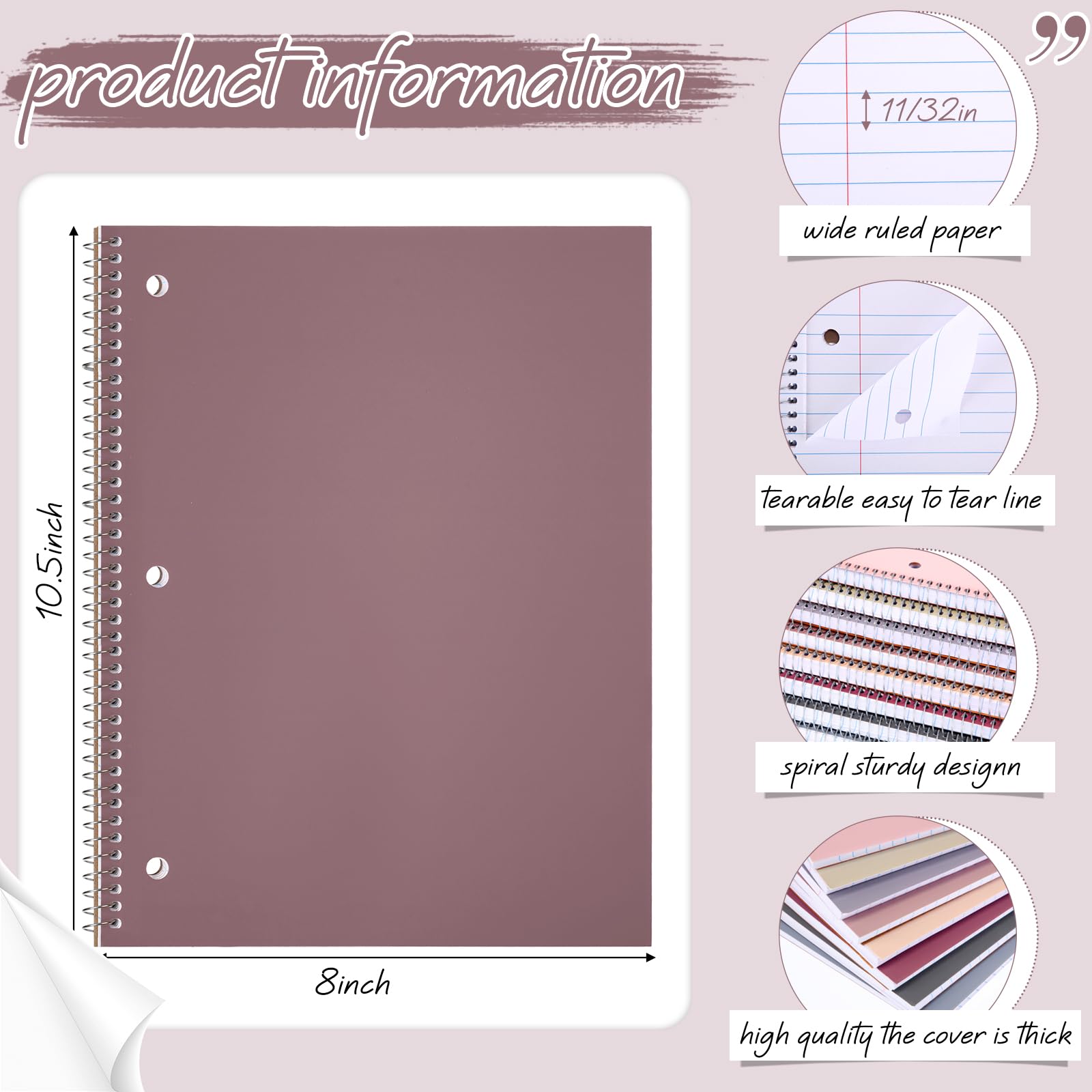 Snapklik.com : Teling 8 Pcs 1 Subject Spiral Notebook Wide Ruled ...