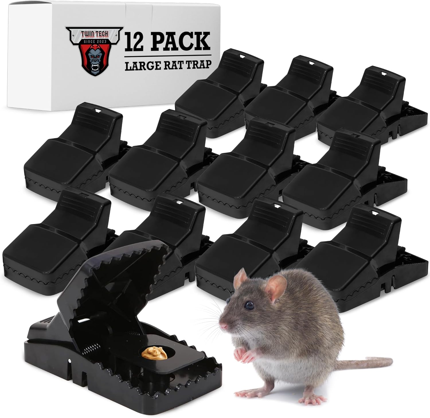 Amazon.com : TwinTech Large Rat Traps, Professional Multi Use Set of 12 ...