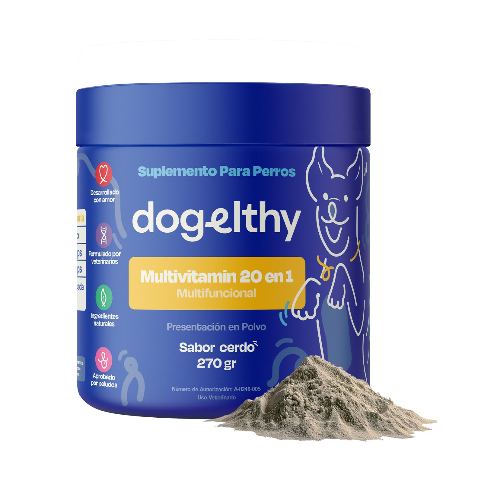 Dogelthy Multivitamin 20 en 1. Suplemento para Perros con con ...