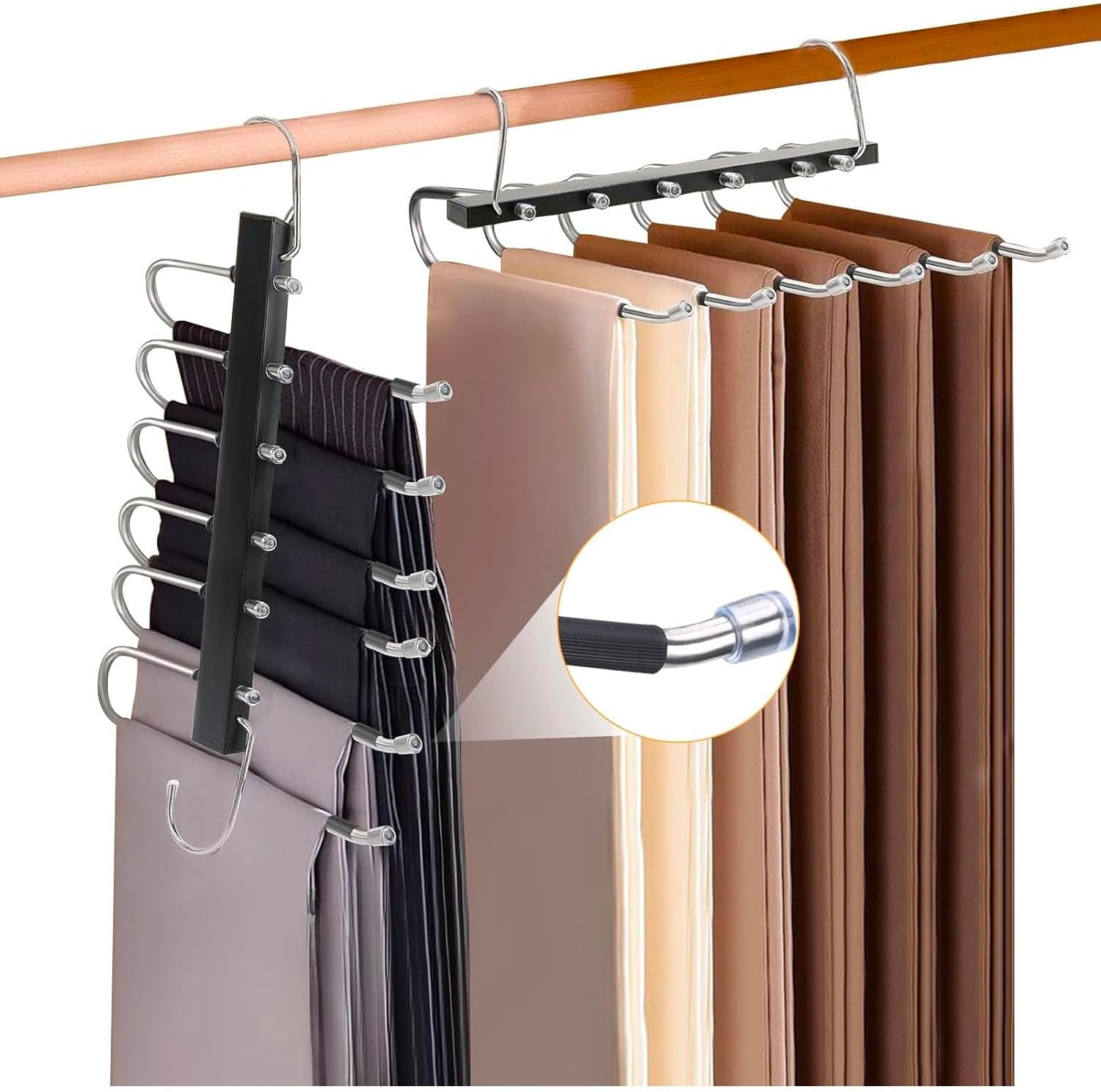PUBUNUS 2 Piezas 6 En 1 Perchas Ganchos, Pantalones Ahorra Espacio ...