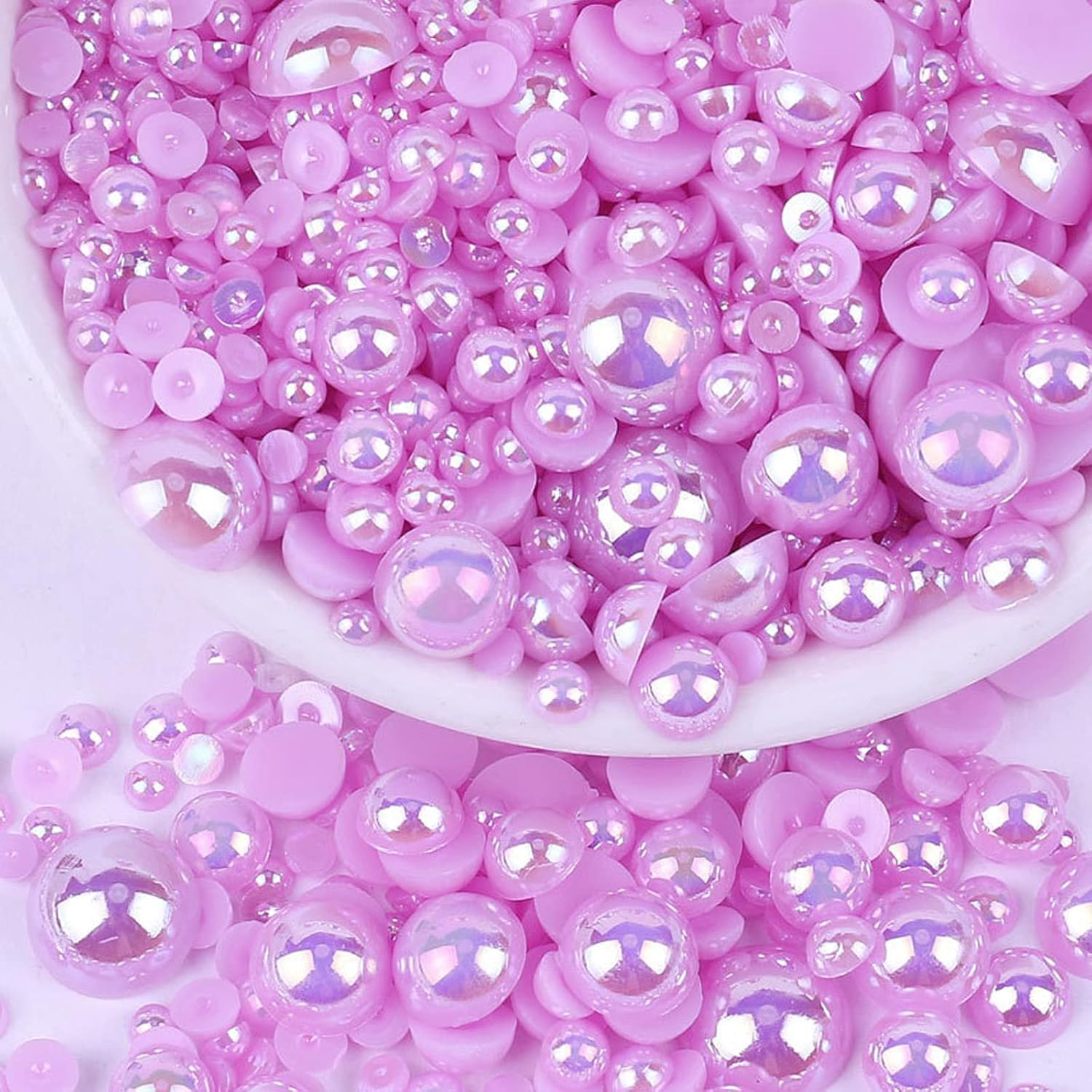 Amazon.com: Flatback Pearls for Crafts, 50g Violet AB Color Half Pearls ...