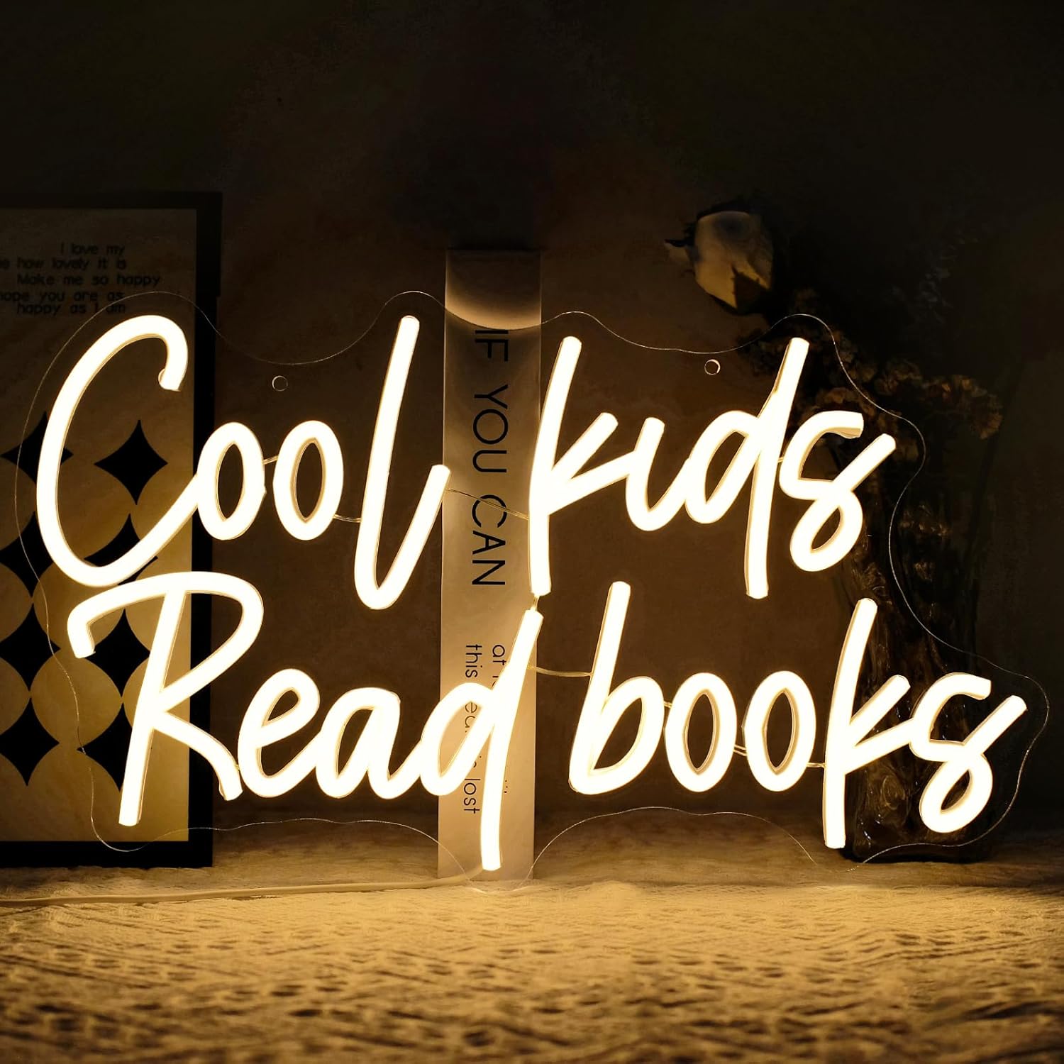 Amazon.com : Virlusy Cool Kids Read Books Neon Sign for Wall Decor ...