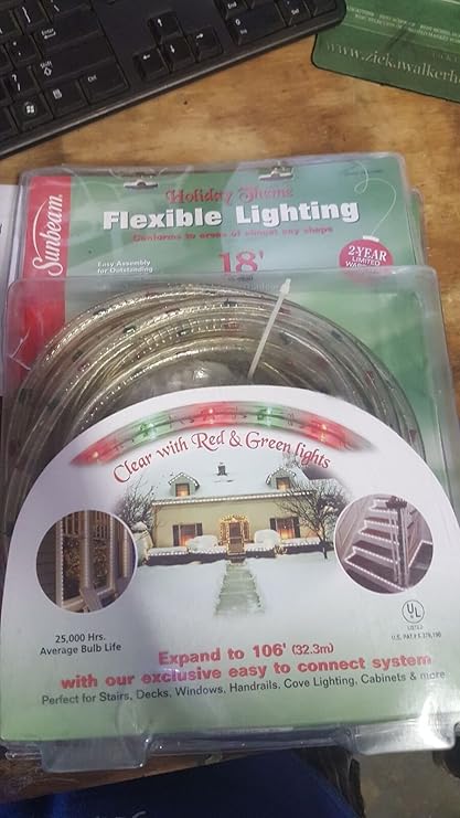 Amazon.com : Sunbeam Clear Tube Red and Green Holiday Themed Flexible ...