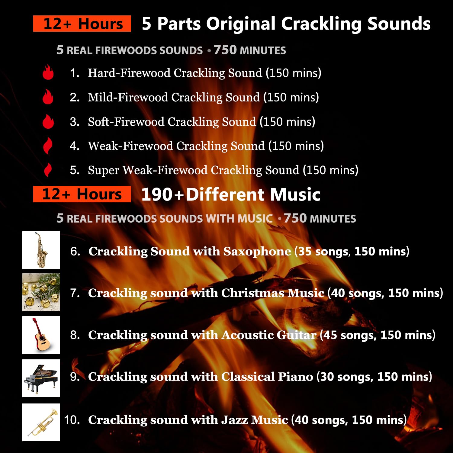 Rechargeable Sound Box Bass-Boosted Fireplace Sound Box – Crackling ...