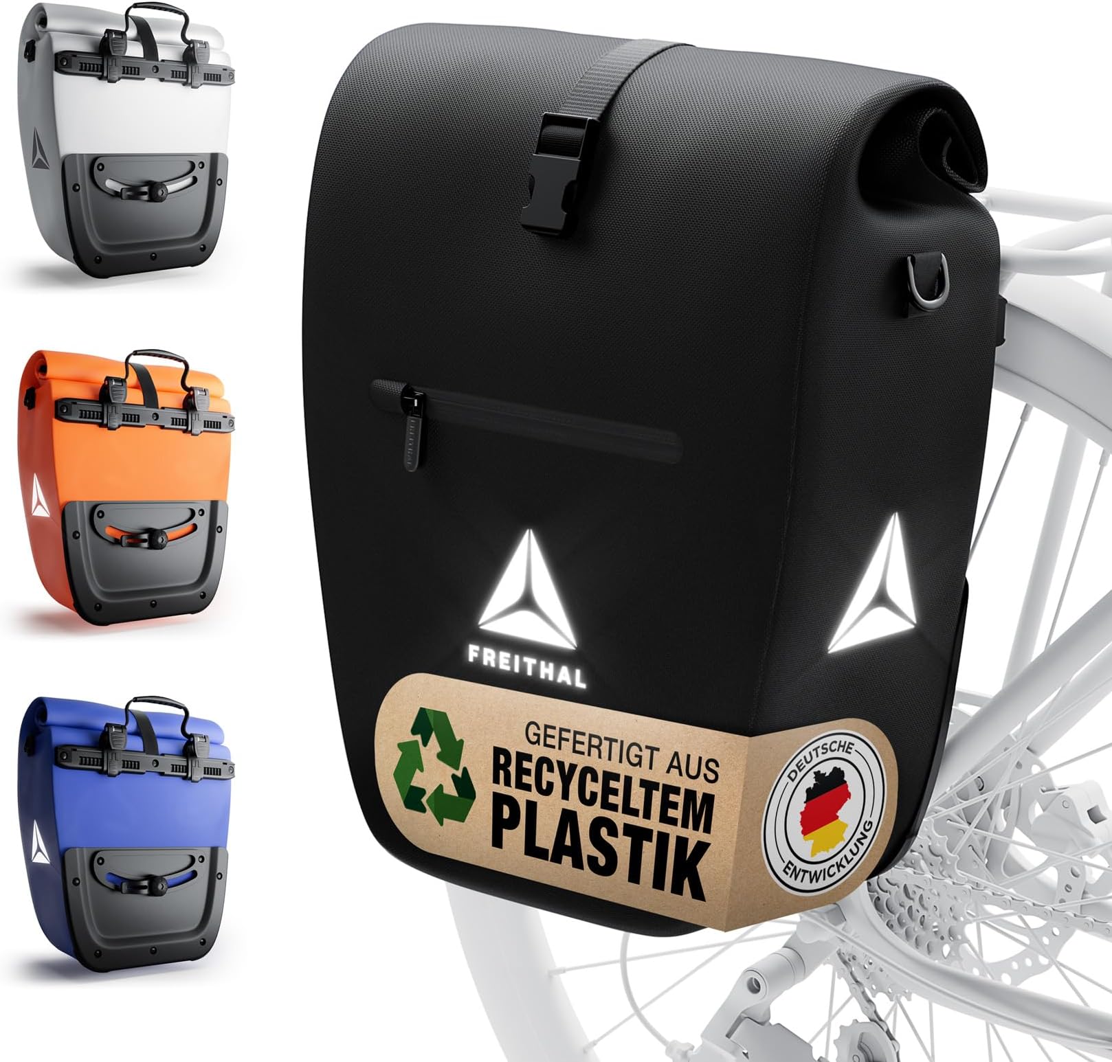 FREITHAL - Fahrradtasche für Gepäckträger aus recyceltem Gewebe [27L ...