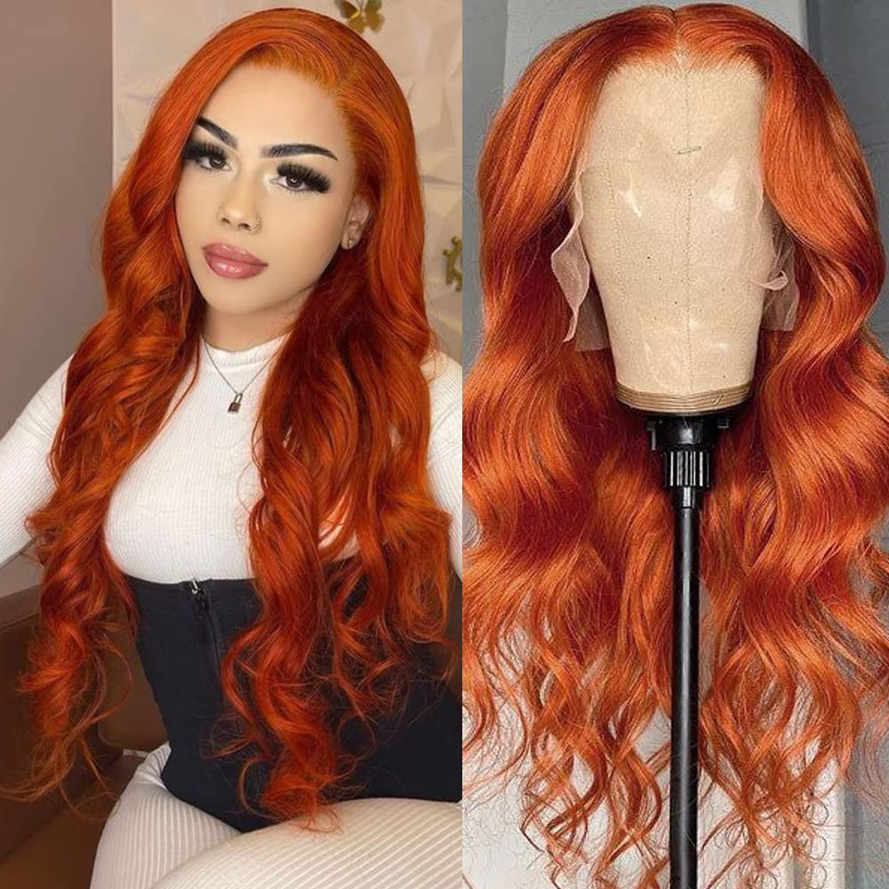 Amazon.com : Hd Lace Front Wigs Human Hair 180% Density,Ginger Body ...