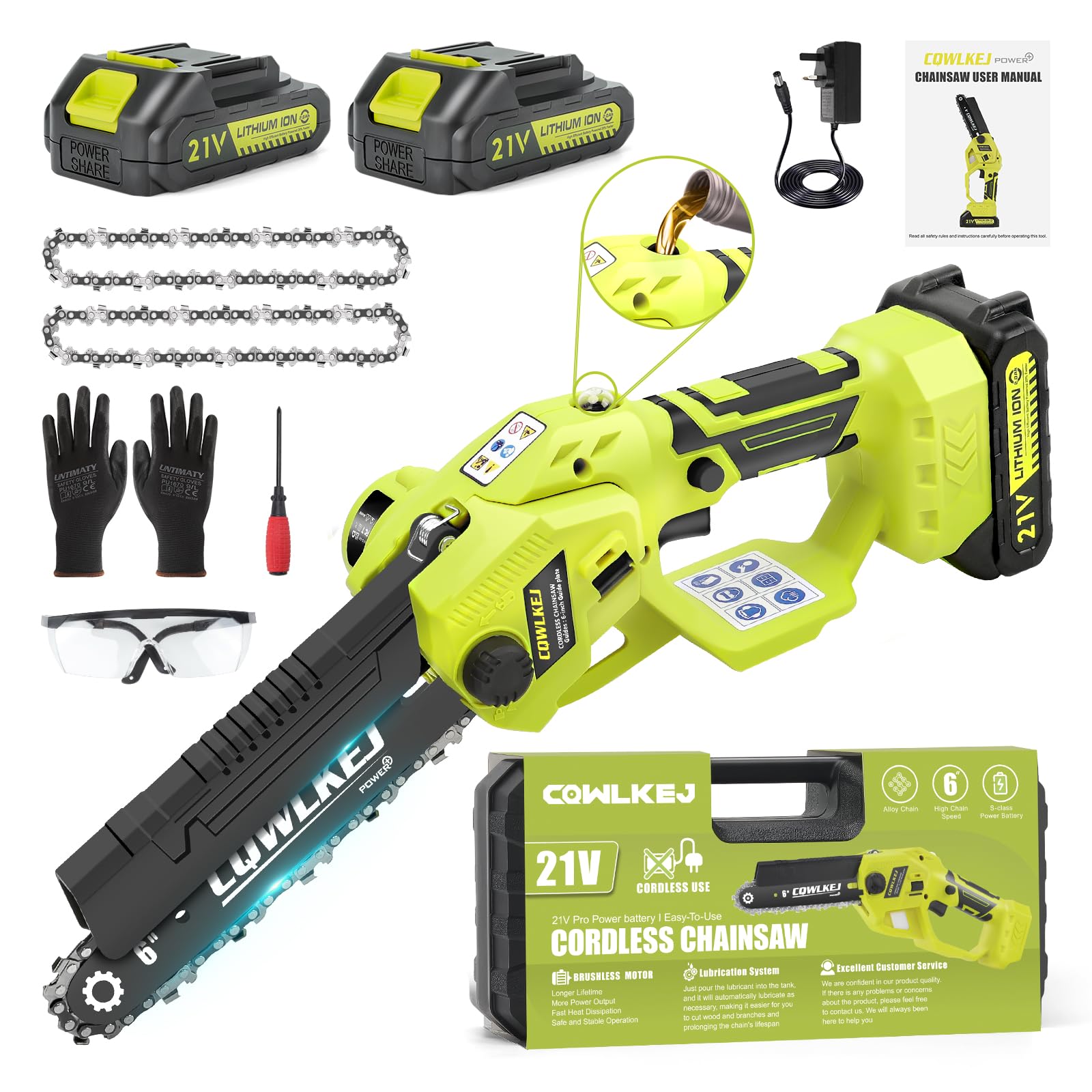 Mini Chainsaw Cordless 6 inch Electric Mini Chainsaw Electric Pruning ...
