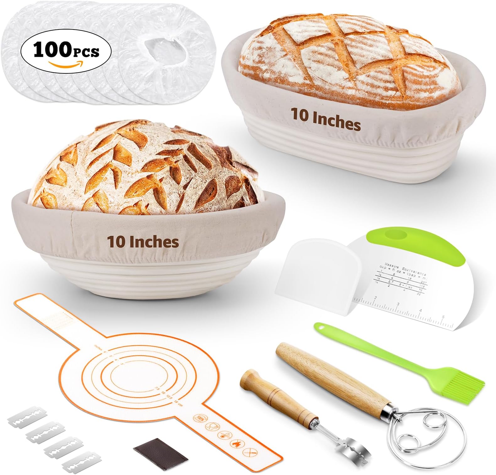 Amazon.com: Banneton Bread Proofing Basket, 9.8 Inch Oval Sourdough ...