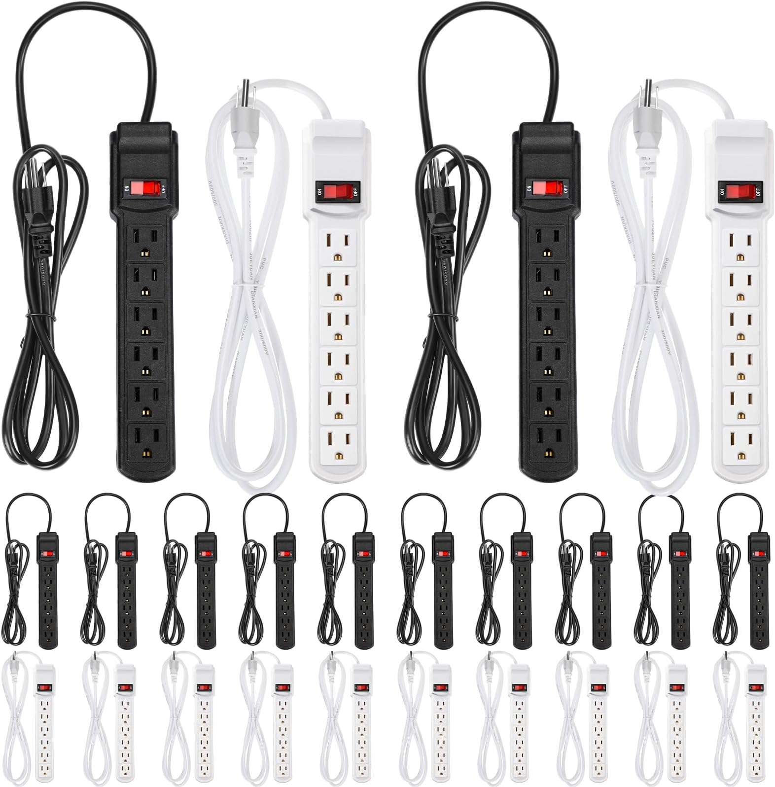 Amazon.com: Kanayu 20 Pcs Power Strip Pack 6 Outlet Power Strip Bulk ...
