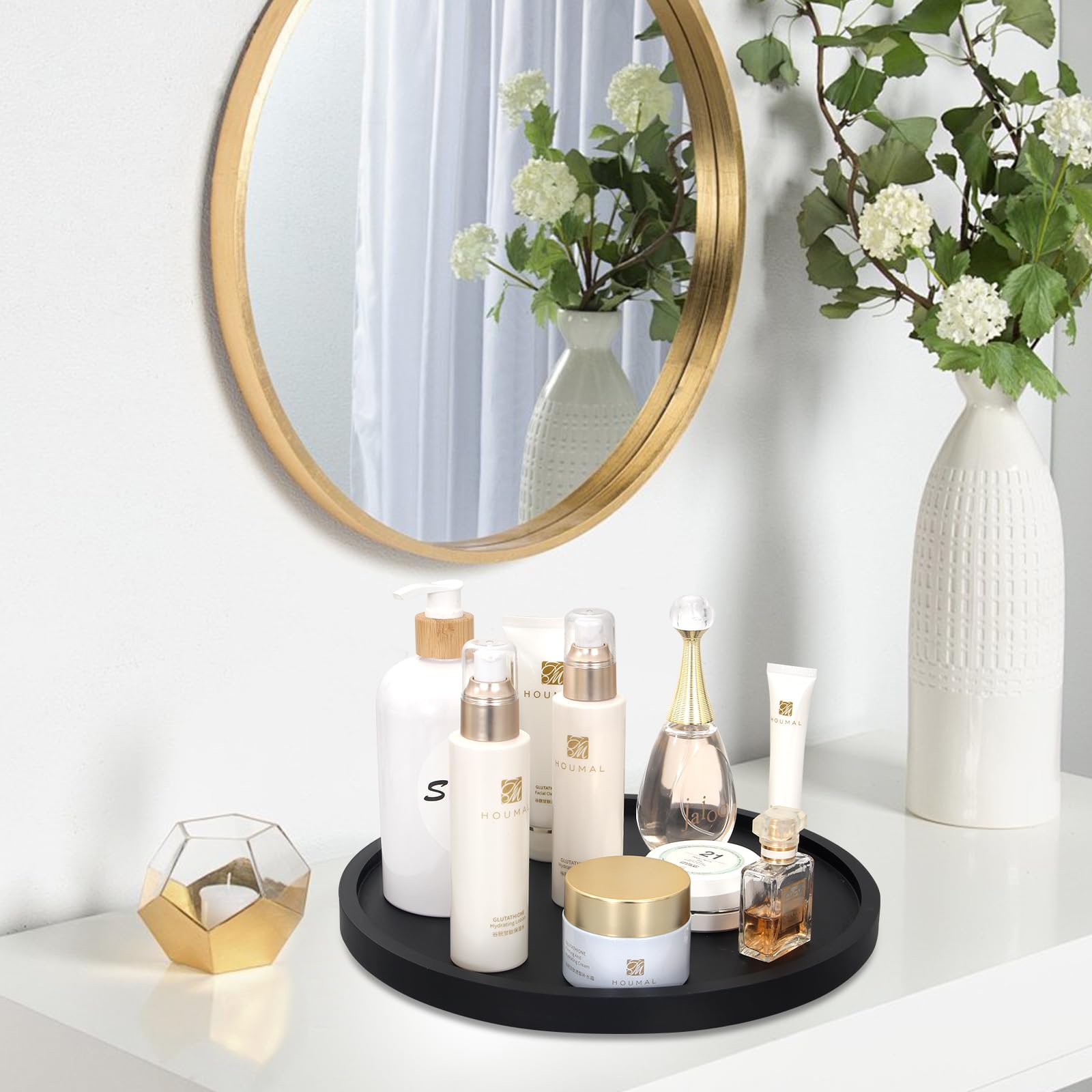 Snapklik.com : Black Wooden Lazy Susan Turntable Organizer Cabinet ...