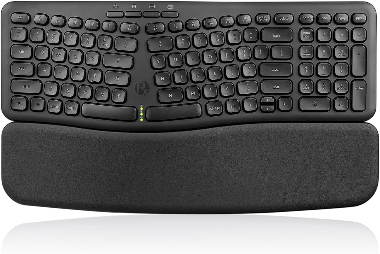 ProtoArc Backlit Wireless Ergonomic Keyboard, EK01 Bluetooth Ergo Split ...