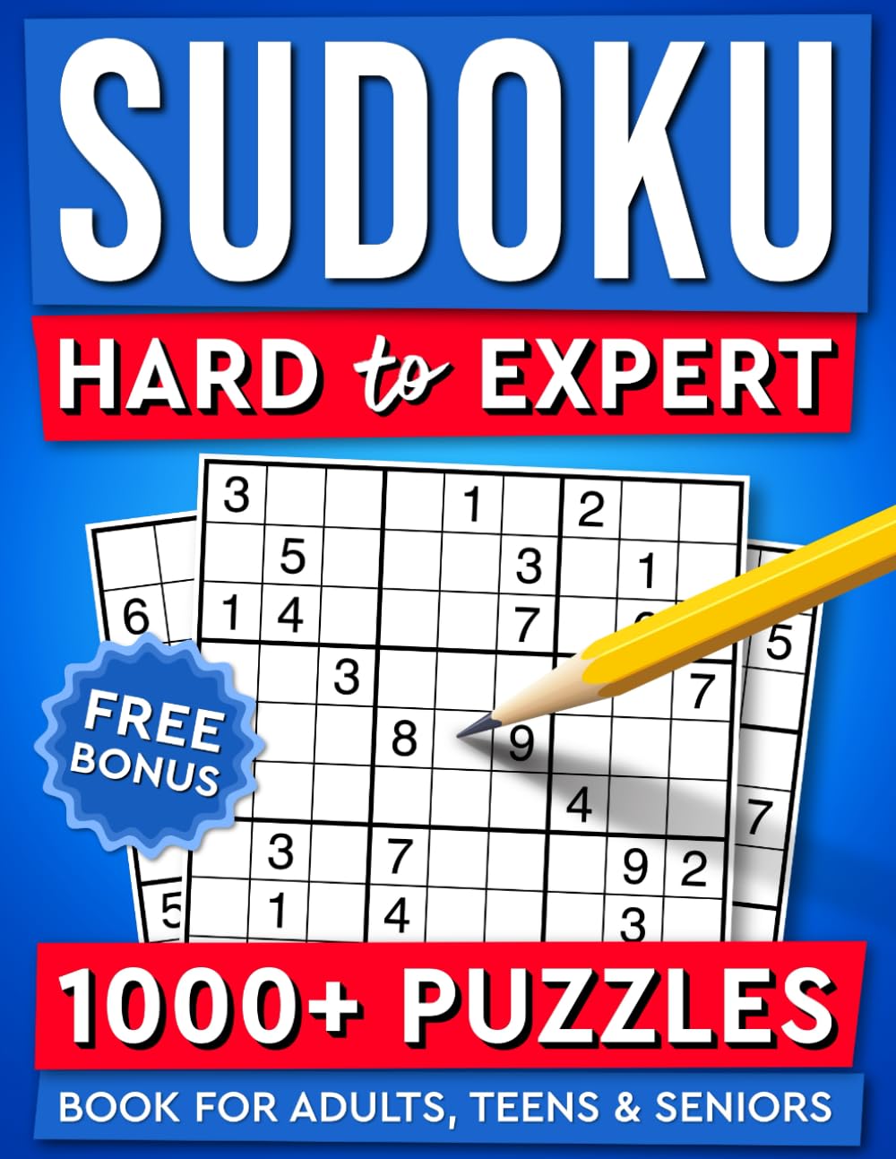 Sudoku Hard to Expert 1000+ Puzzles: Book for Adults, Teens & Seniors ...