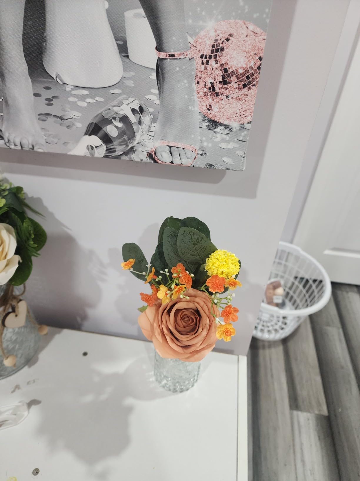$3/mo - Finance YXZZWL Faux Flowers with Bud Vase,Mini Artificial Silk ...