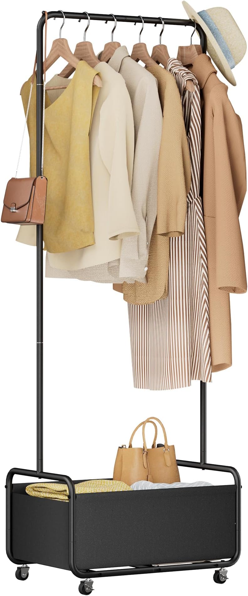 Amazon.com: Jecpuo Clothes Rack Small Metal Garment Rack with Shelves ...