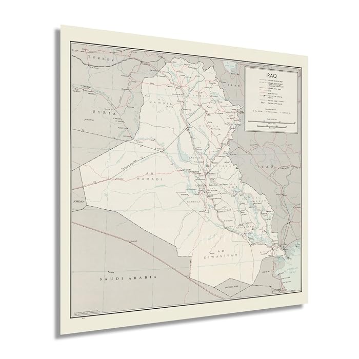 Buy HISTORIX Vintage 1967 Iraq Map Poster - 16x16 Inch Vintage Map of ...