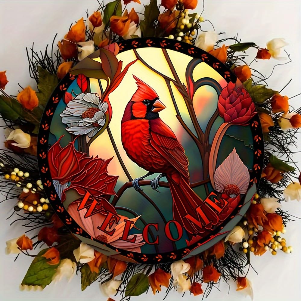 Amazon.com: North American Cardinal Welcome Wreath Sign Red Bird Rustic ...