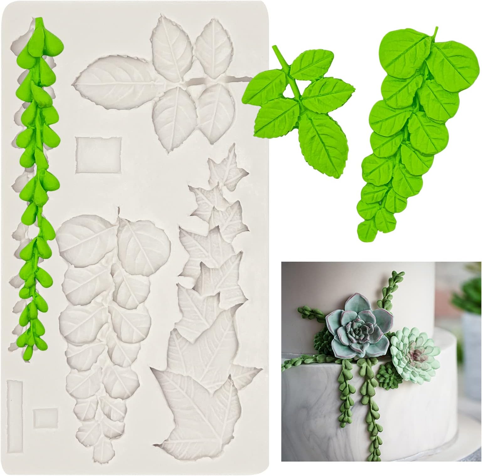 Amazon.com: Leaf Fondant Molds, Ferns Silicone Chocolate Mould, Roses ...