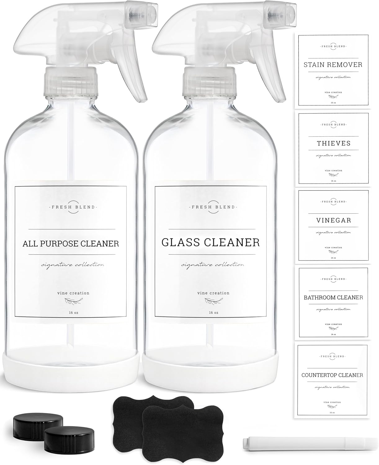 Vine Creations Glass Spray Bottles, 2 Pack Refillable Spray Bottles for ...
