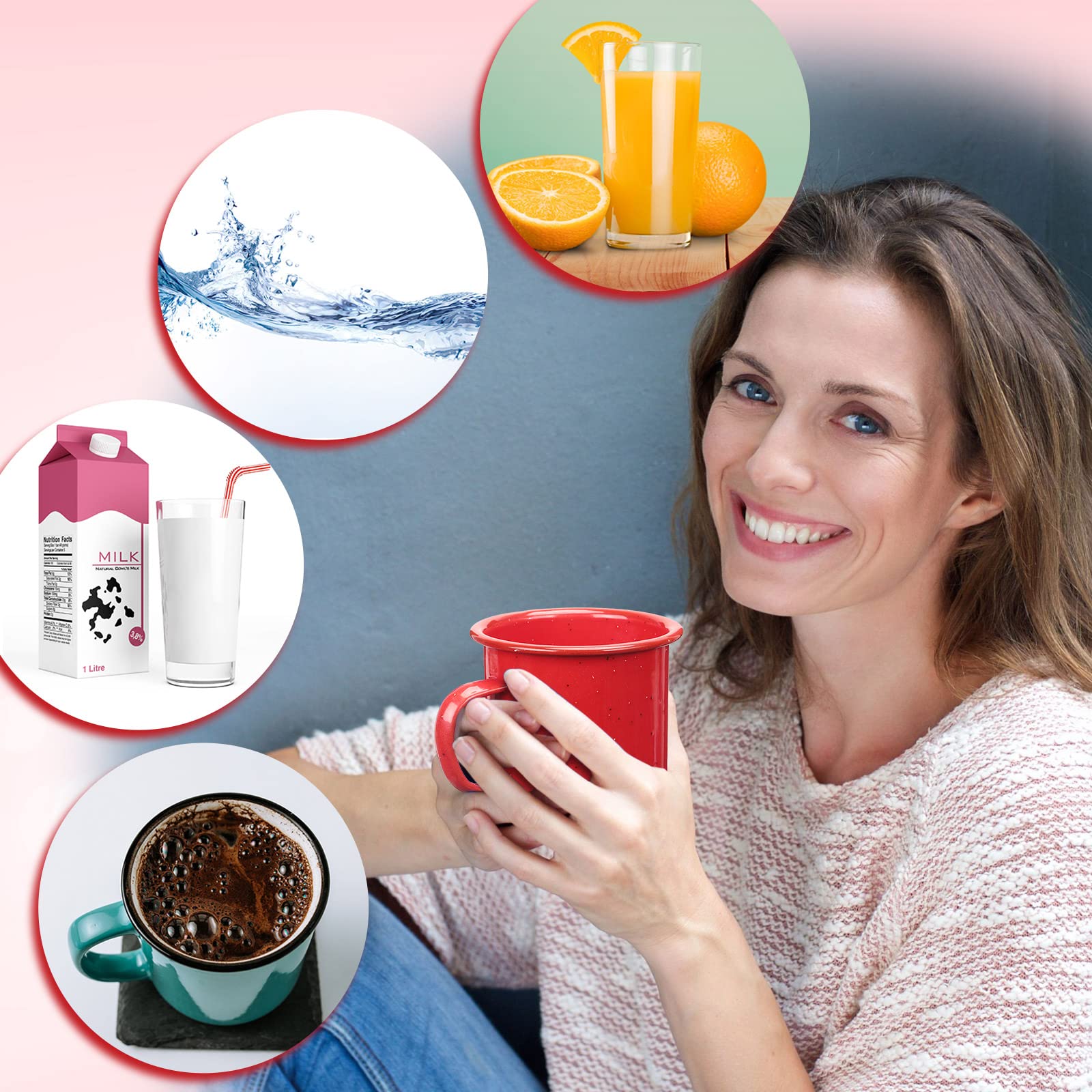 10 Pack Enamel Coffee Mugs Bulk 12 oz Enamel Steel Mug with Handle and ...