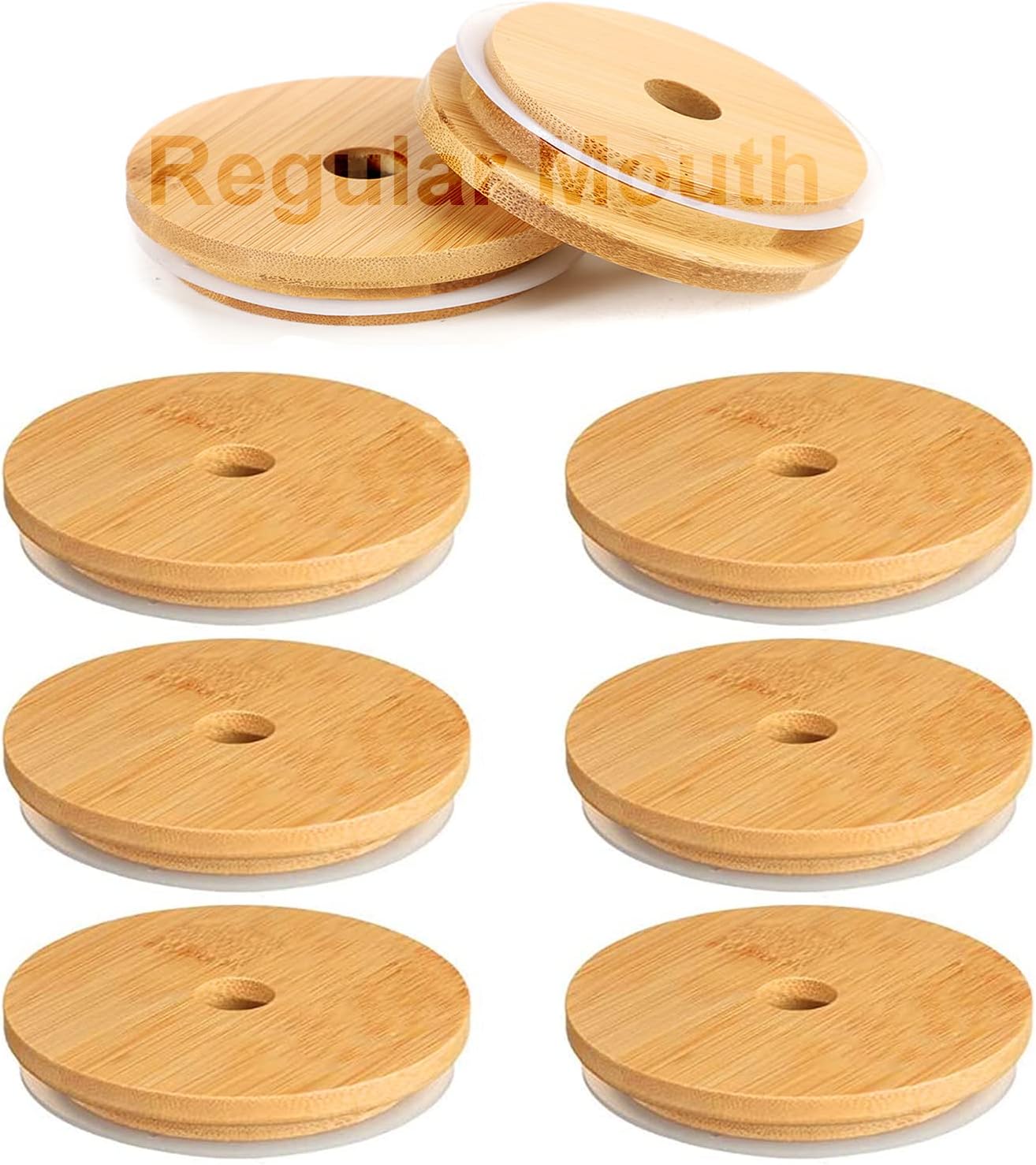 Amazon.com: Regular Mouth Mason Jar bamboo Lid with Straw Hole, 8 pack ...