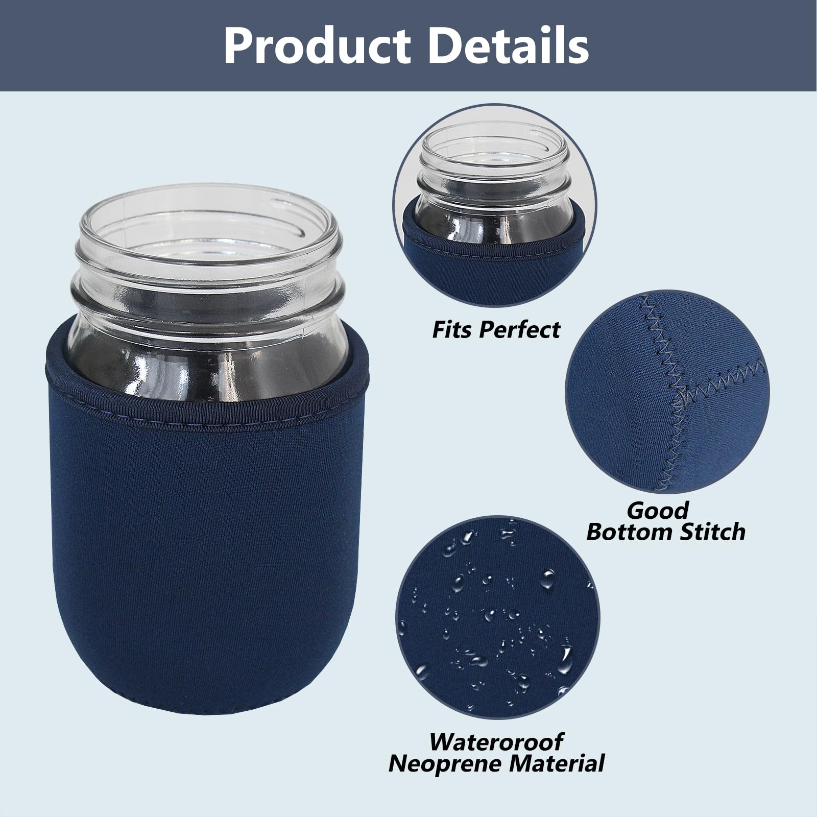 Snapklik.com : Xumbtvs 16oz Mason Jar Sleeve, 4 Pcs Insulated Cozy ...
