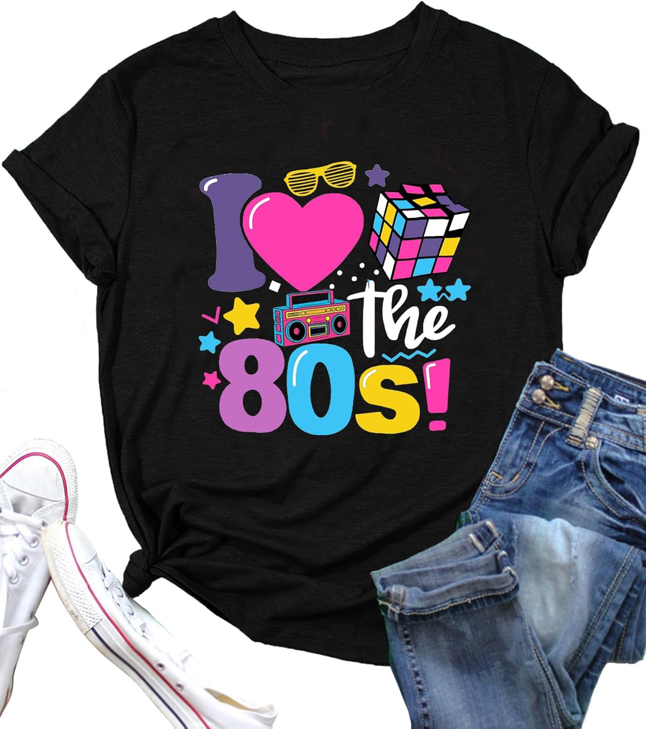 Amazon.com: Women Vintage 80s Shirts I Love The 80's Graphic Tshirt ...