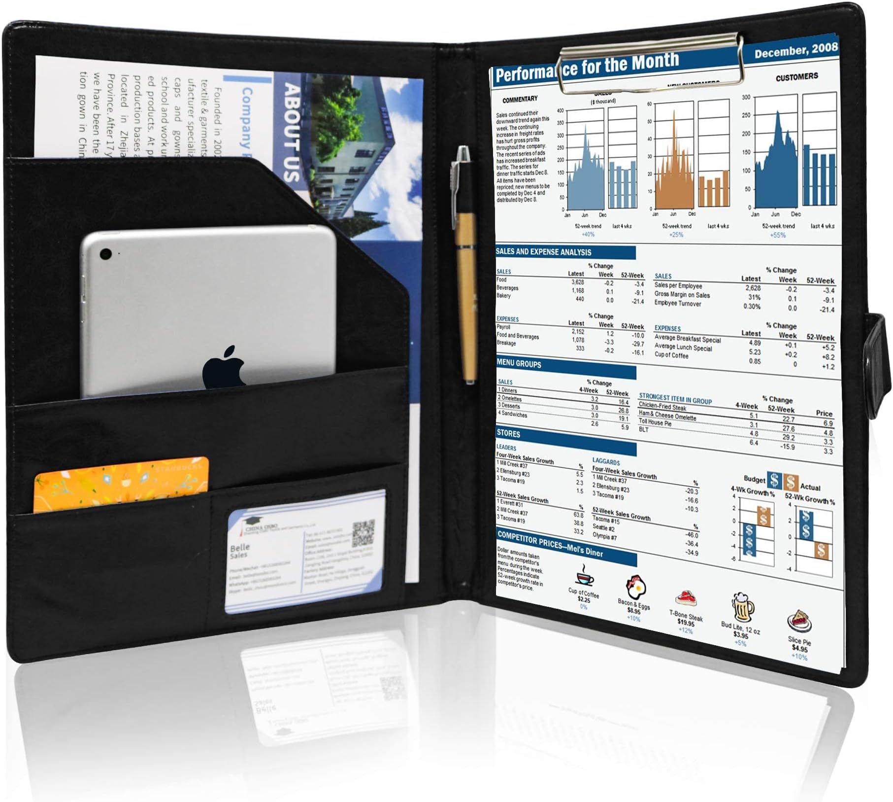 GraduatePro Leather Business Padfolio Notebook with Letter Size ...