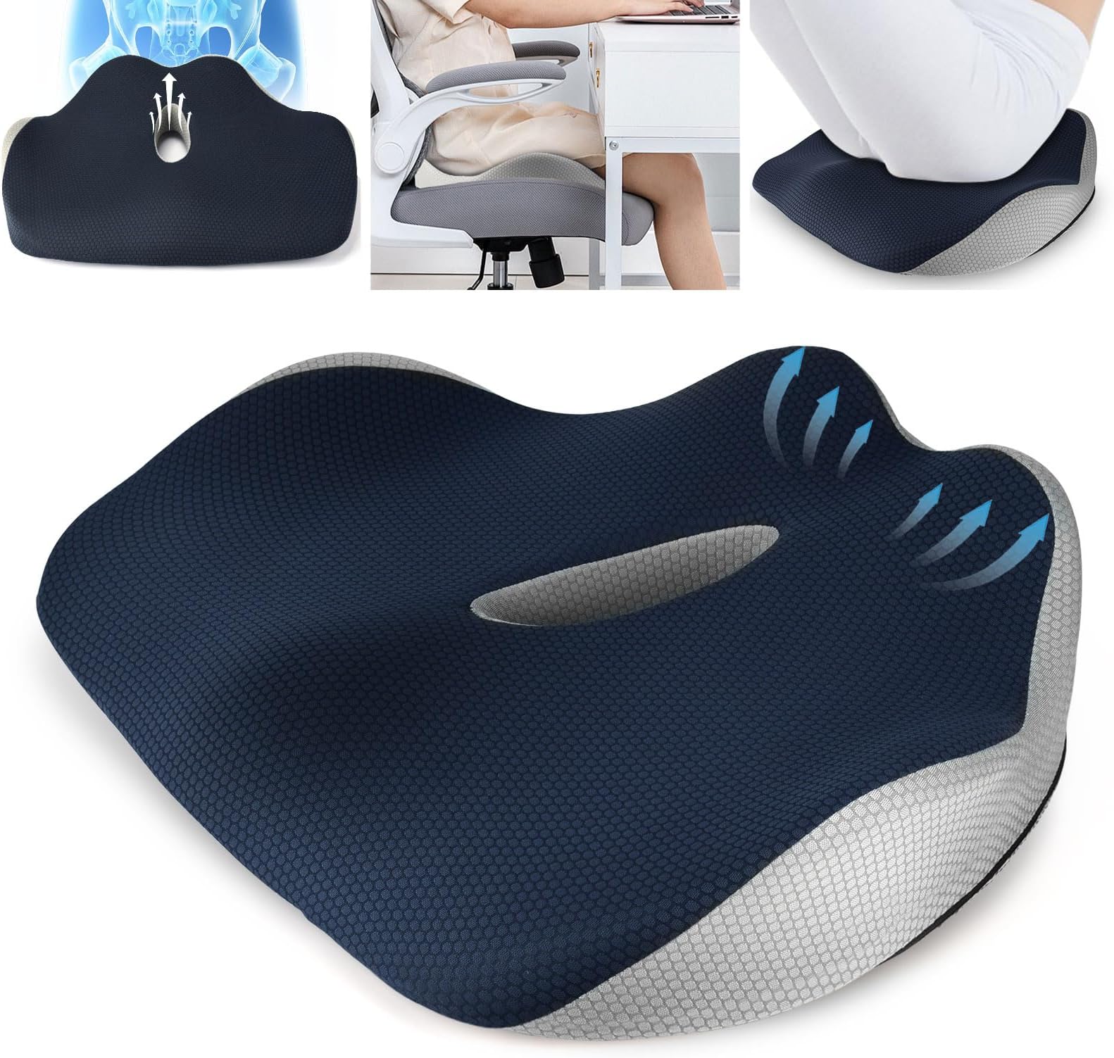 POOTACK Cuscino Ergonomico in Memory Foam per Sedia Ufficio e Sedile ...